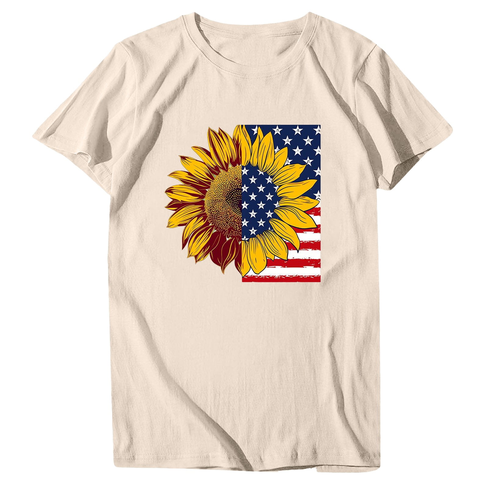 ZHENHONG 4th of July Tshirts for Women Independence Day Patriotic Sunflower Shirts USA Flag Star ...