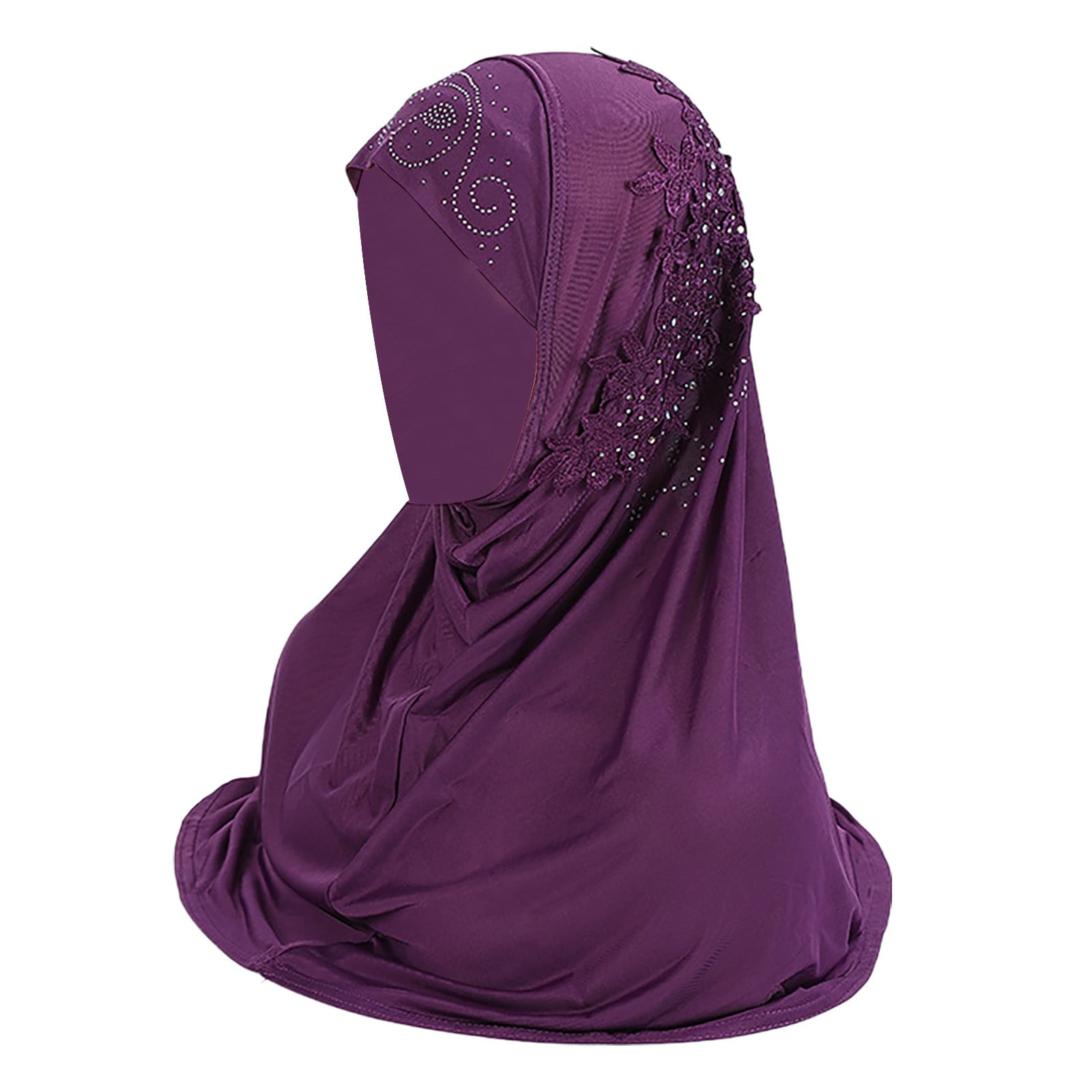 ZHENHONG Muslim Wrap for Women Women Muslim Hijab Wrap Solid Color Lace ...