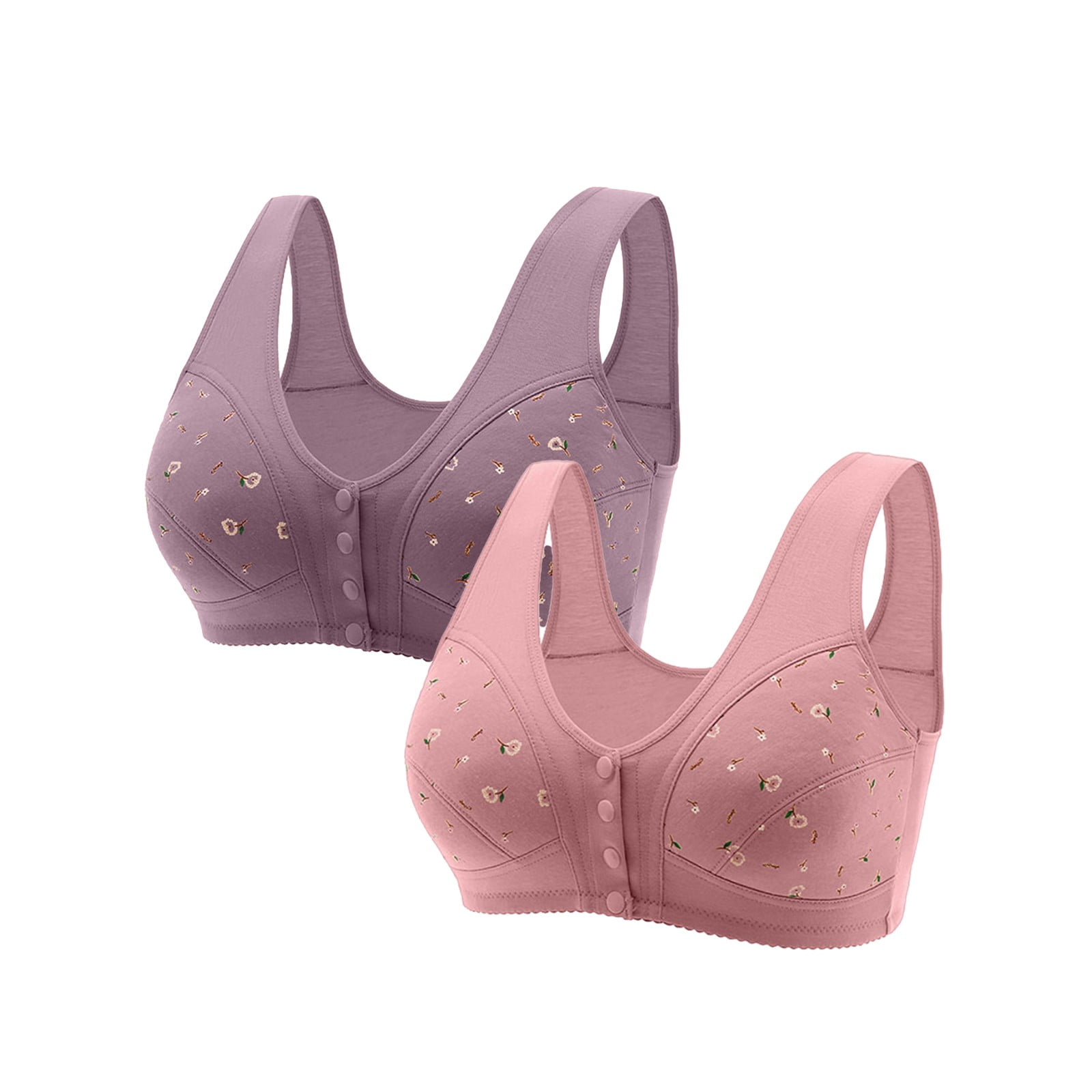 ZHENHONG Pack Of 2 Comfortable Daisy Bra for Seniors 2023 New Comfortable Front Closure Button ...