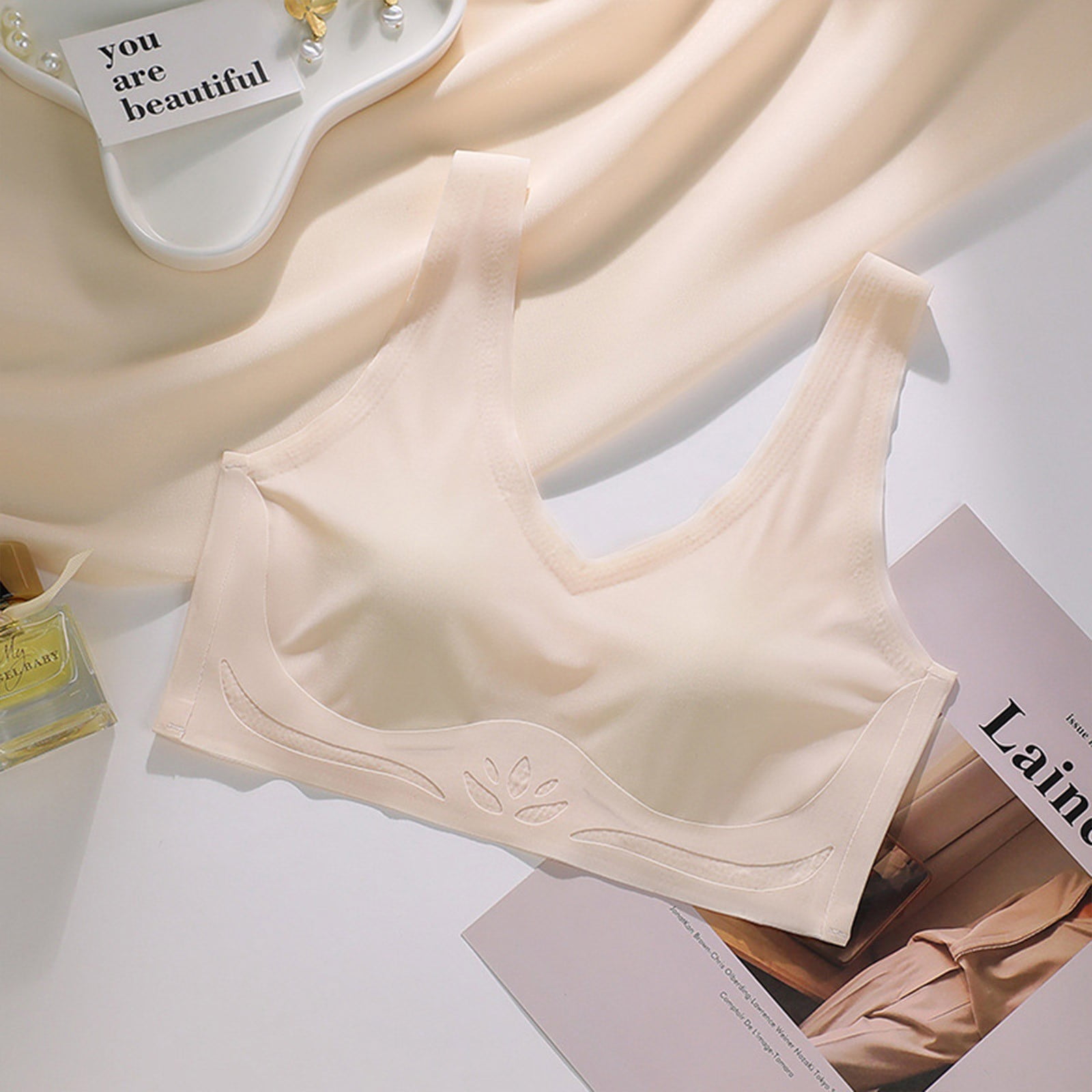 ZHENHONG Summer Thin Seamless No Ring Big Breasts Look Small Breasts and Side Breasts Beautiful ...