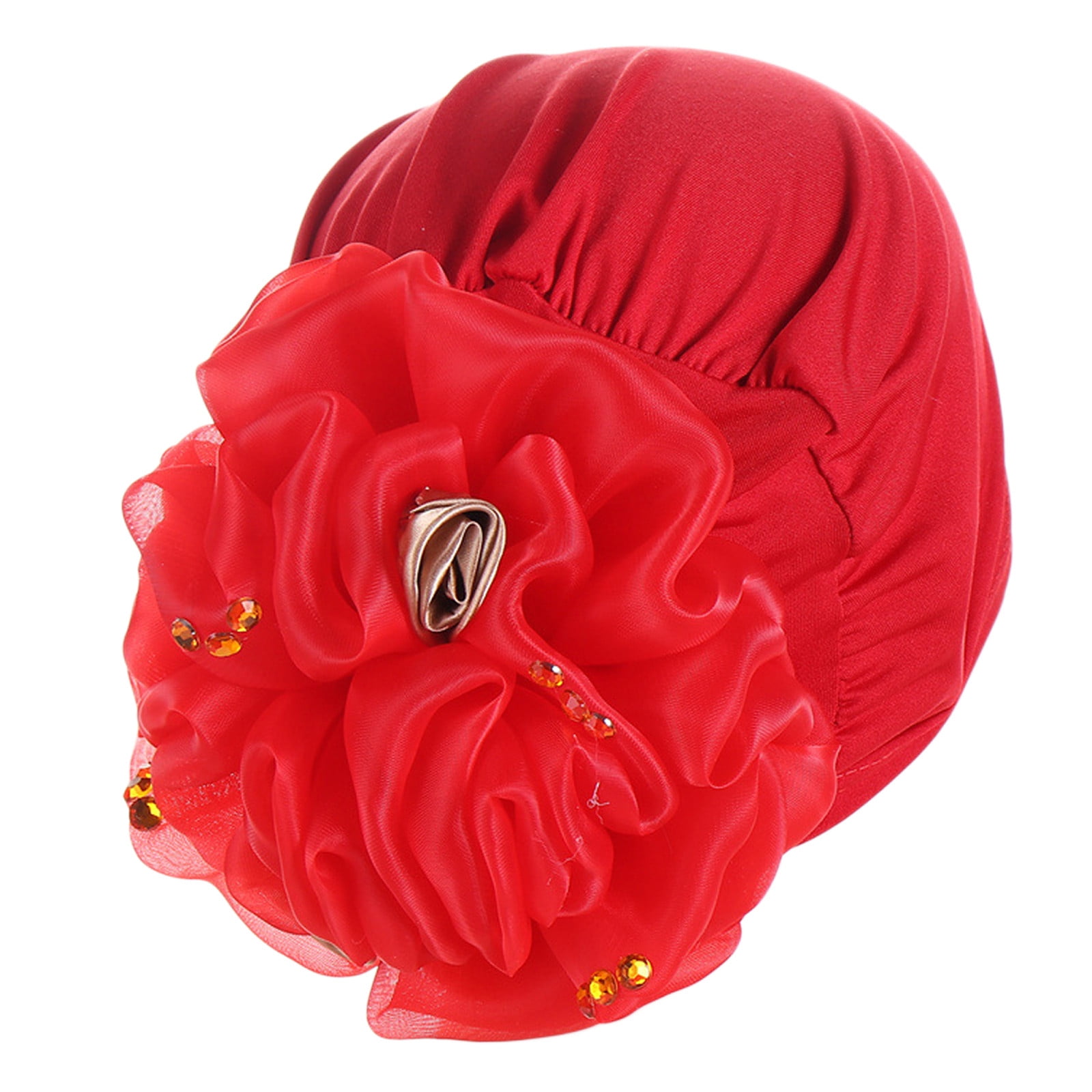 ZHENHONG Turbans for Women Solid Color Flowers Headwrap Hat Muslim ...
