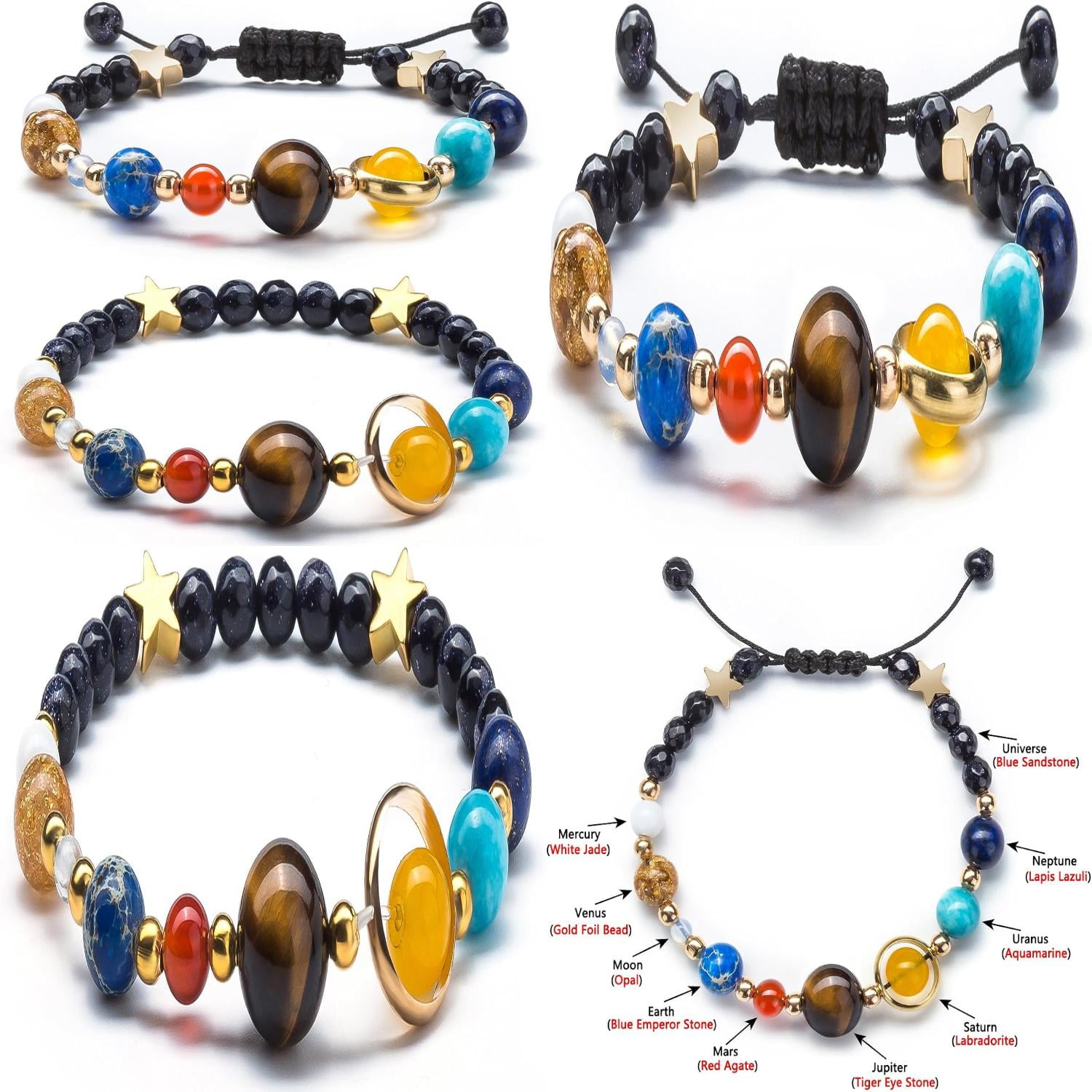 ZHENJUNW Exquisite Unique Natural Stone Beads Bracelet Bangle for Women ...