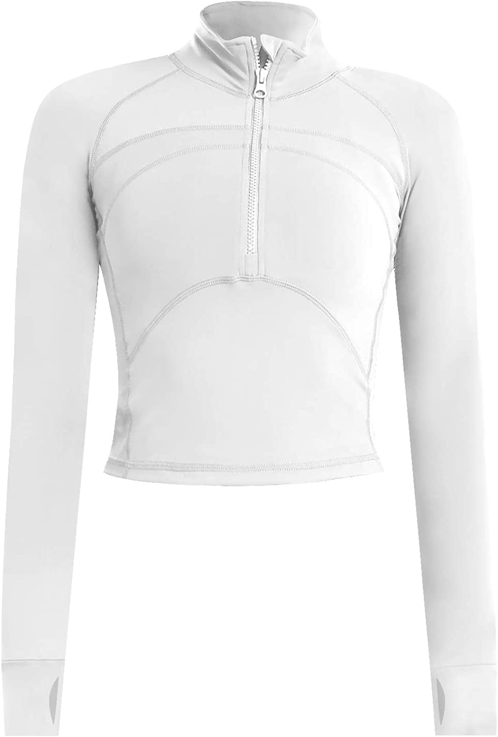 ZHENWEI Women's 1/2 Zip Up Lightweight Workout Athletic Crop Jacket ...