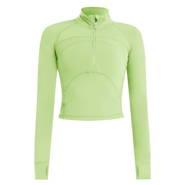 ZHENWEI Women's 1/2 Zip Up Lightweight Workout Athletic Crop Jacket ...