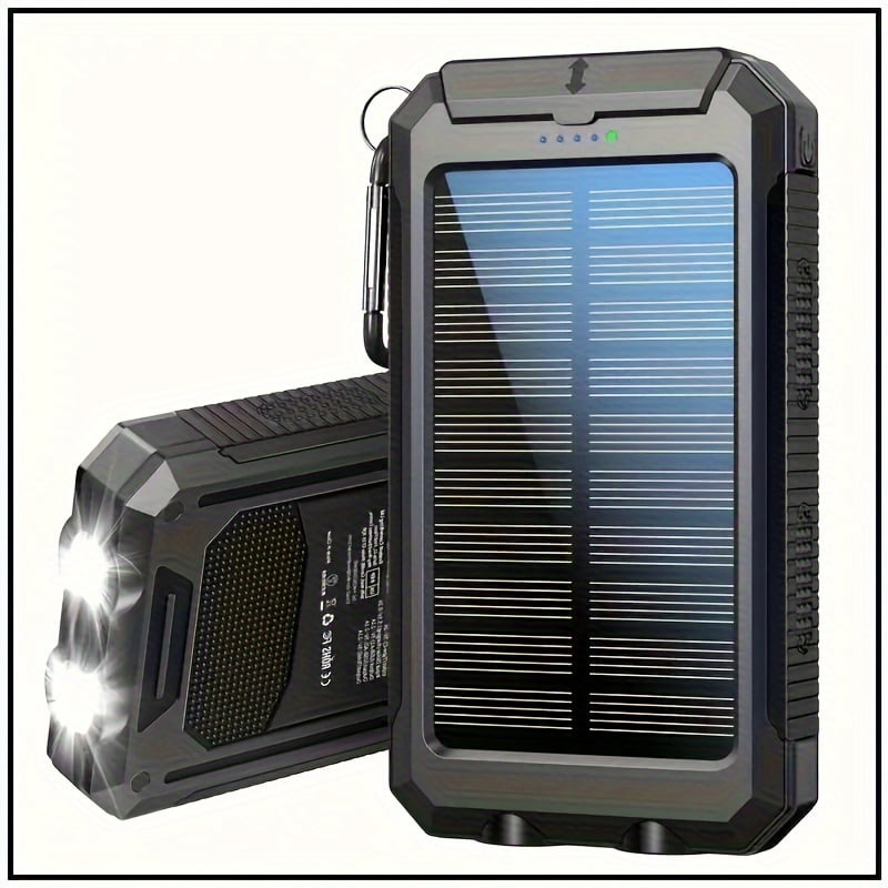 ZHENXUANJI 10000mAh Solar Power Bank with Flashlight, USB, Type-C ...