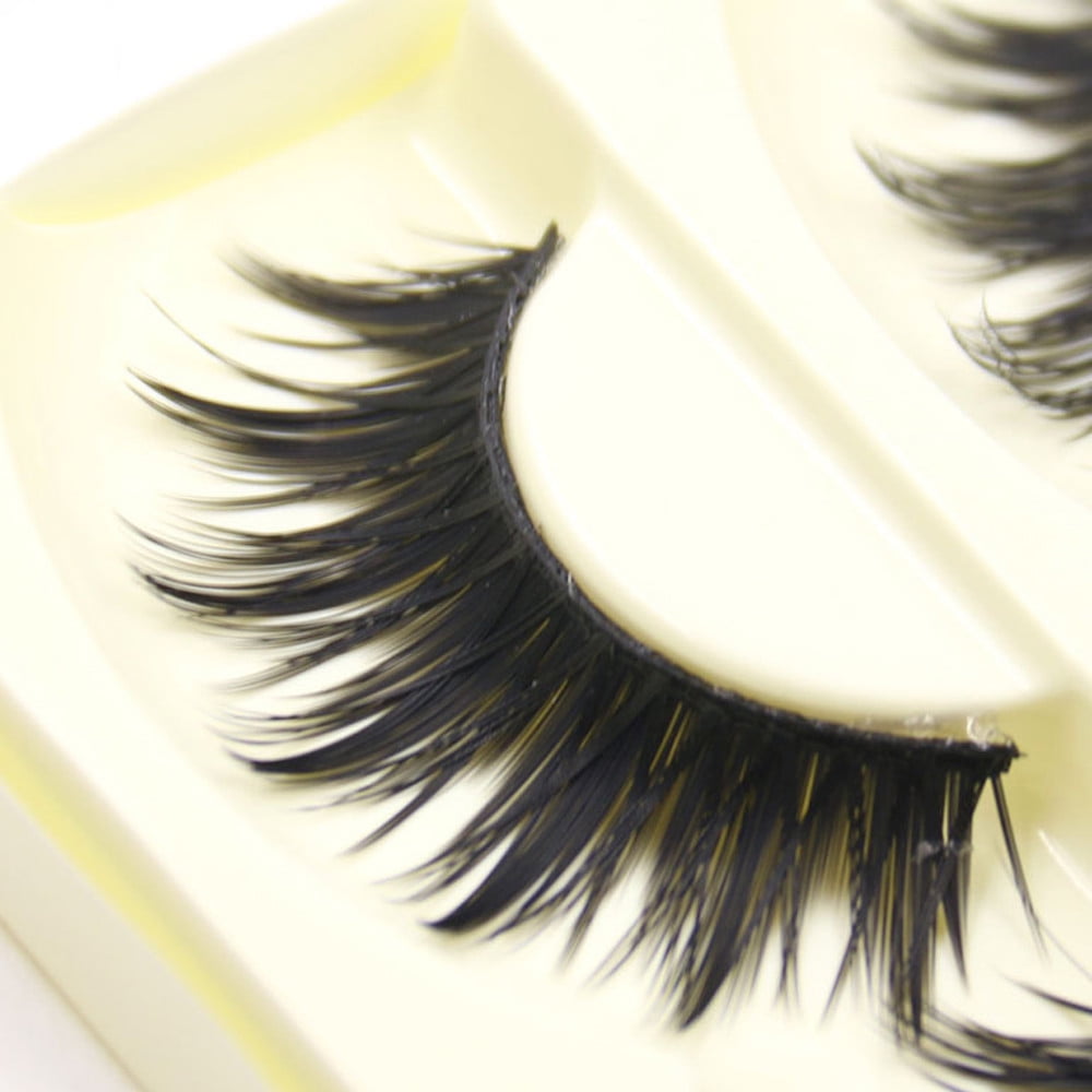ZHENYANGli 5 Pairs Thick Long Cross Party False Eyelashes Black Band ...