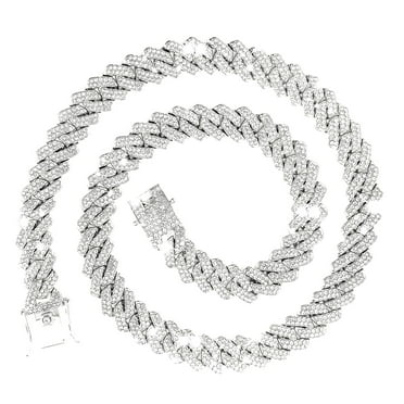 925 Silver Moissanite Diamond 20mm Miami Cuban Link 22 Inch Mens Chain ...