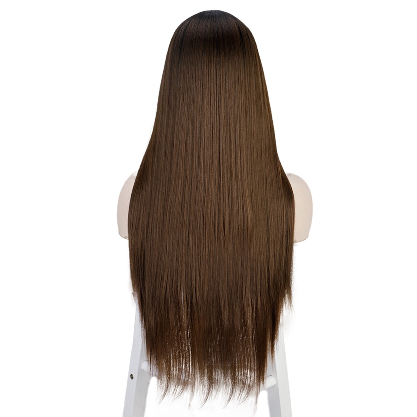 ZHENYANGli European and Brown Middle Parted Long Hair Black Long ...