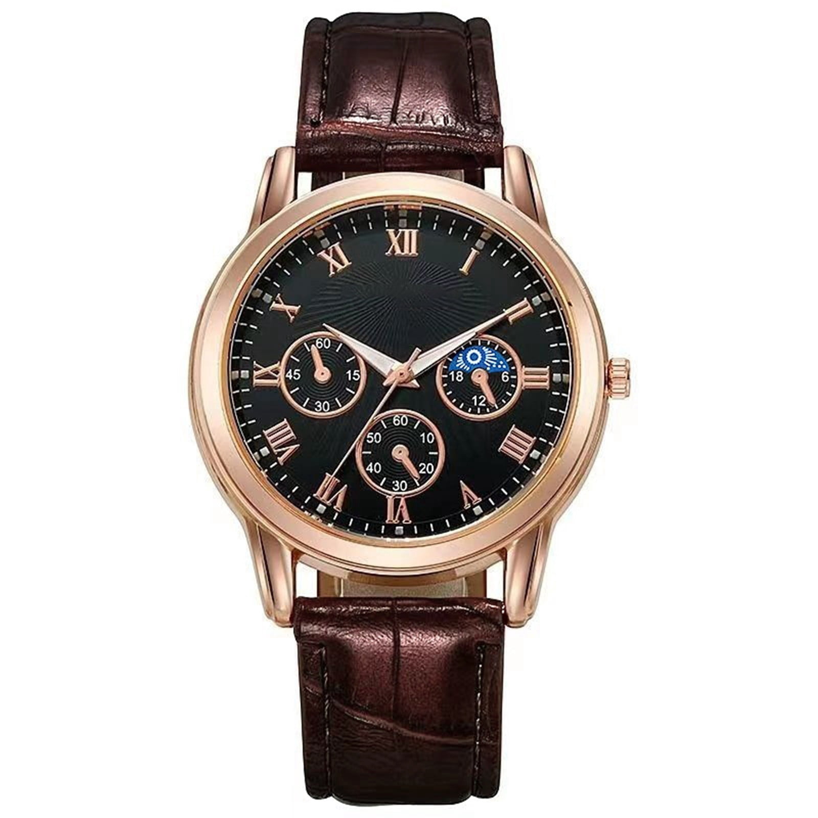 ZHENYANGli Men's Watch Quartz Movement Watch Three Eyes Star and Moon ...