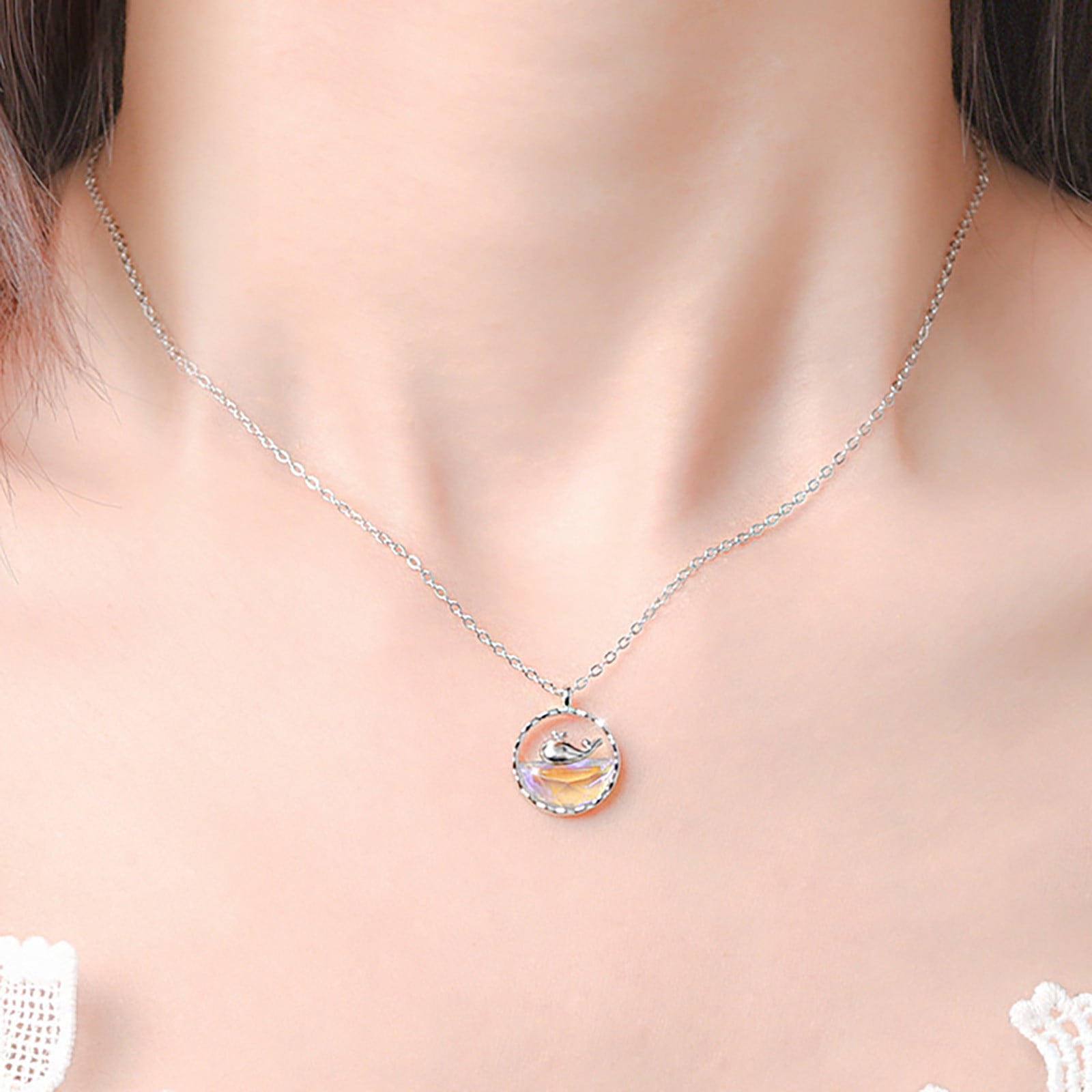 ZHENYANGli Ocean Animal Necklace for Women, Necklace 925 Silver Cute ...
