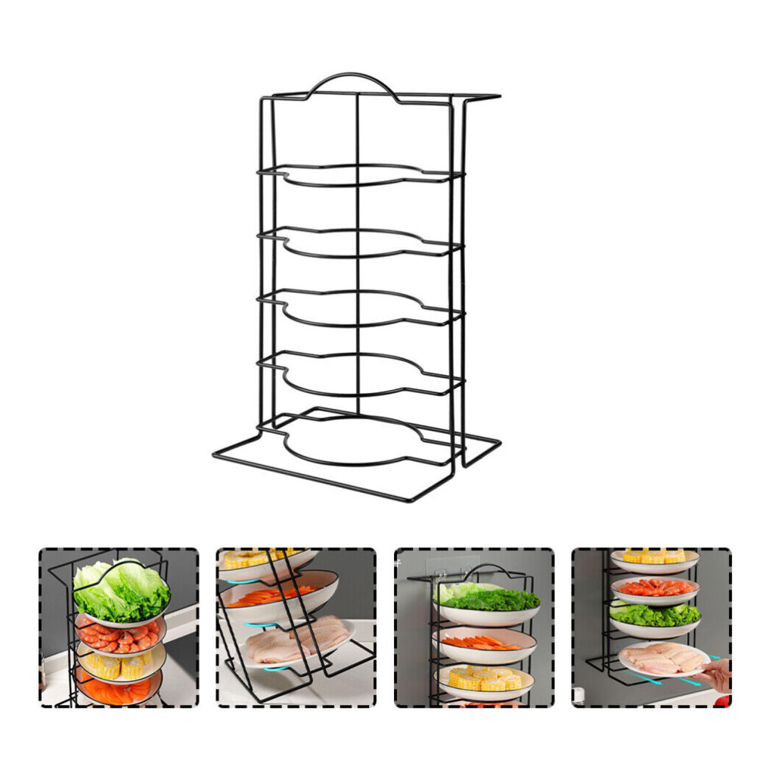 ZHI-22 1Set Plate Holder Plate Display Rack Portable Dish Holder Wall ...