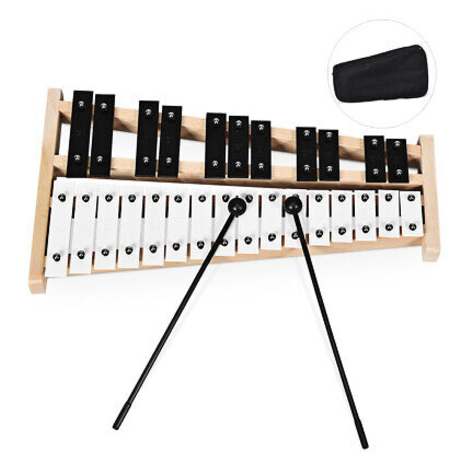 ZHI-22 27 Note Glockenspiel Xylophone Aluminum Music Instrument w/ Bag ...