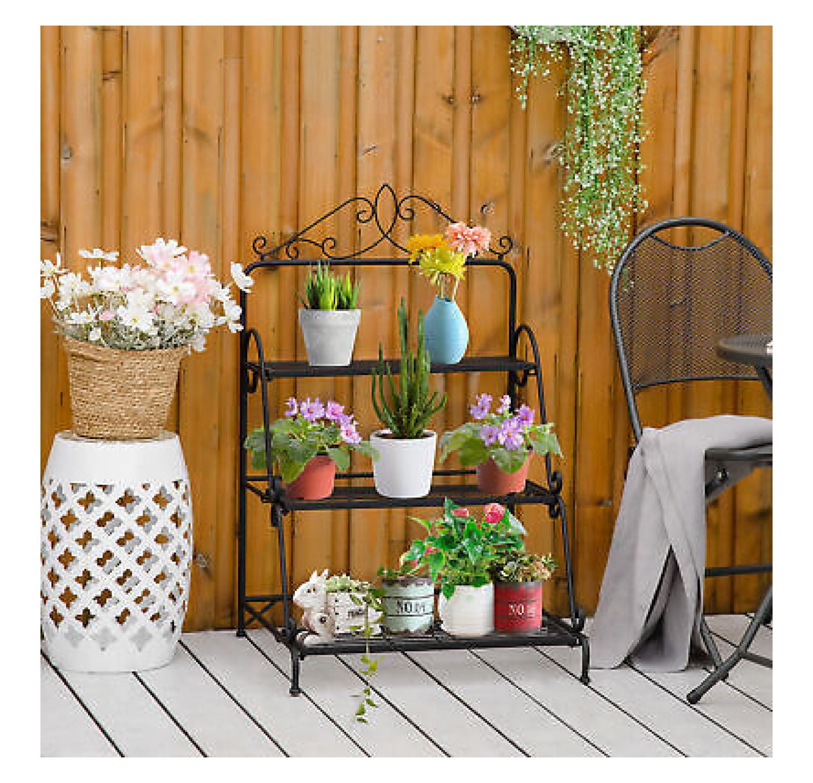 ZHI-22 3 Tier Metal Plant Stand Ladder Flower Pot Display Rack Shelf ...