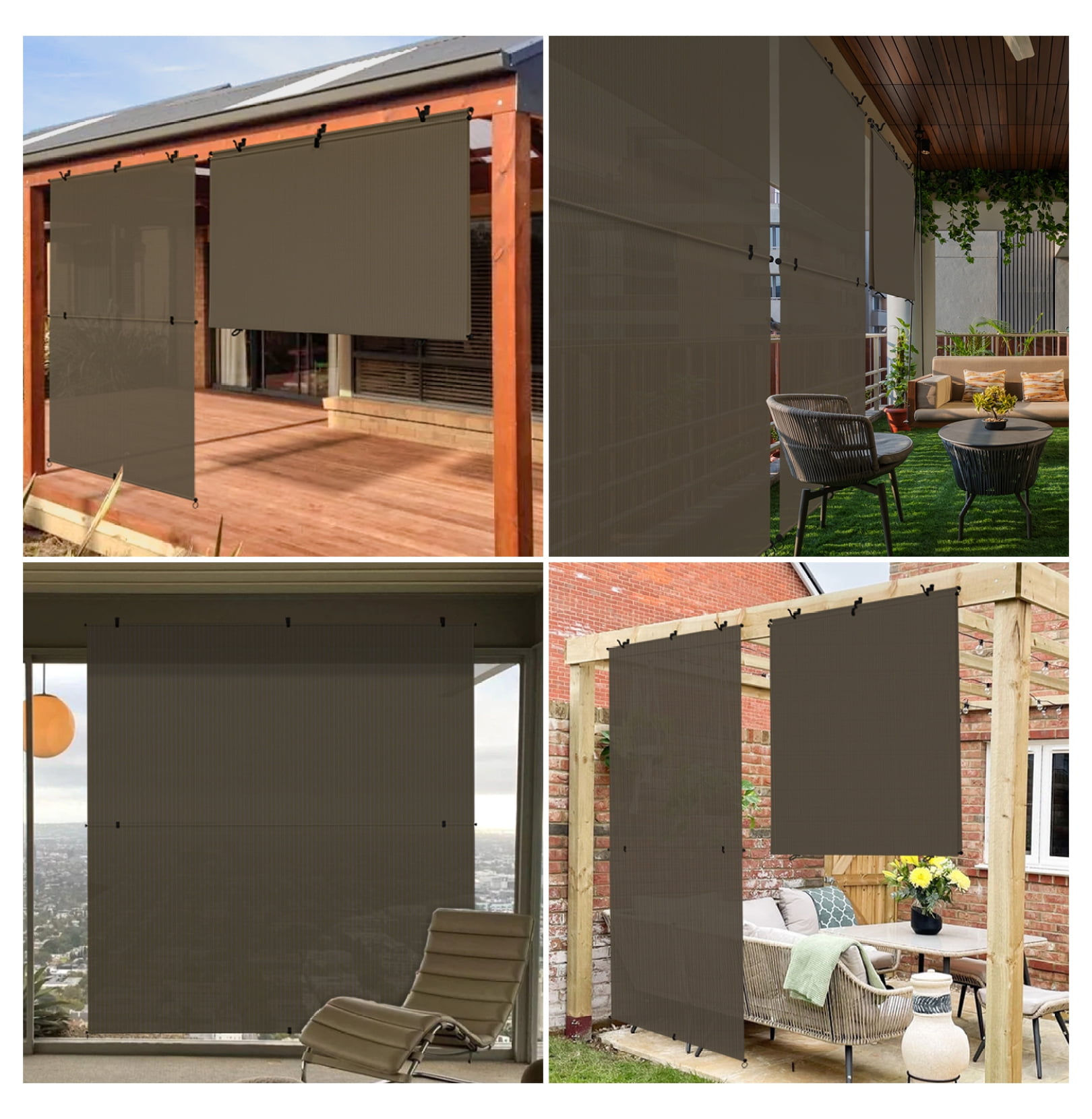 ZHI-22 Foldable Shade Sail Blind Screen Safety Outdoor Deck Gazebo Porch brown - Walmart.com