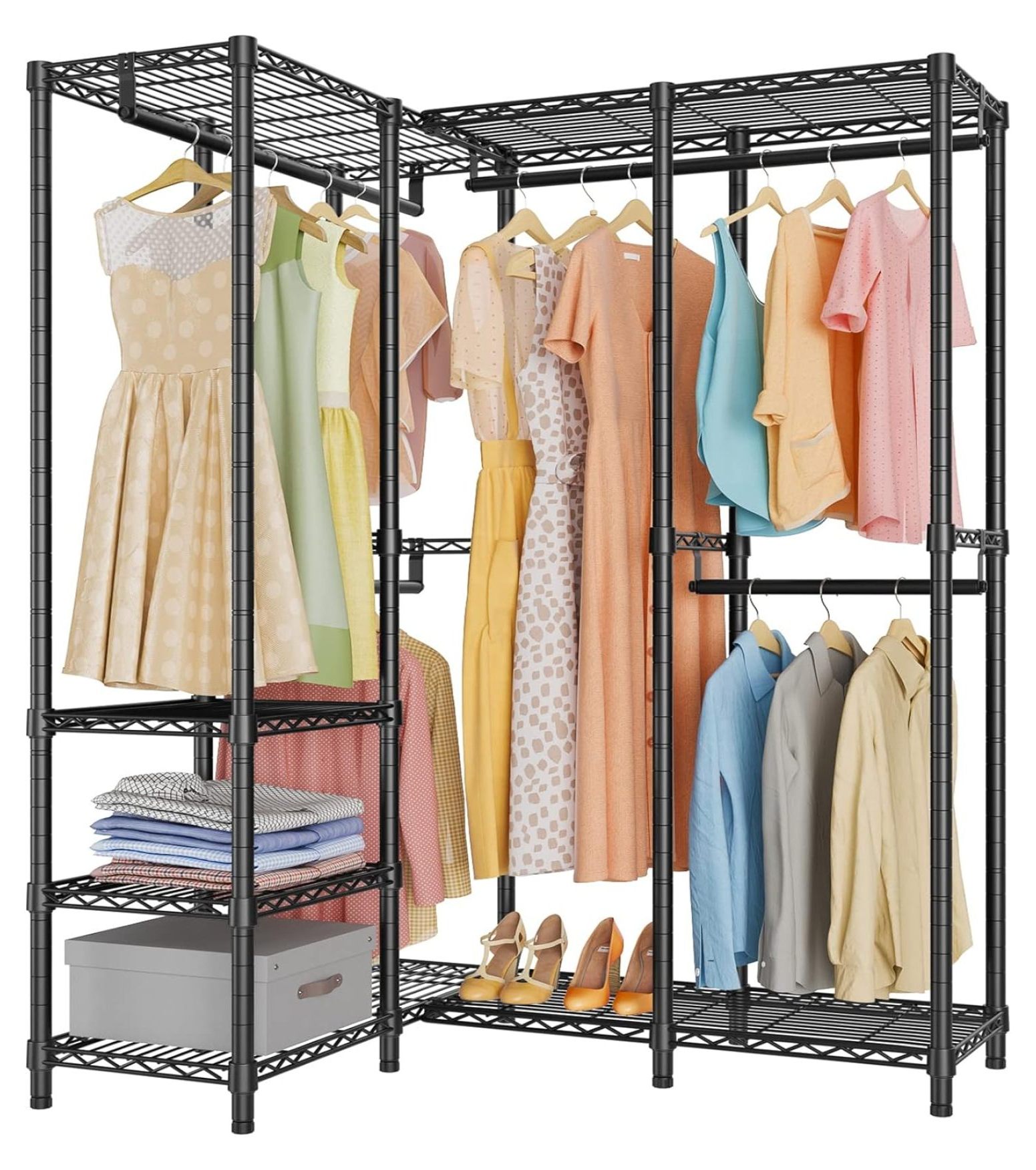 ZHI-22 L40 Garment Rack Corner Closet Rack Freestanding L Shaped ...