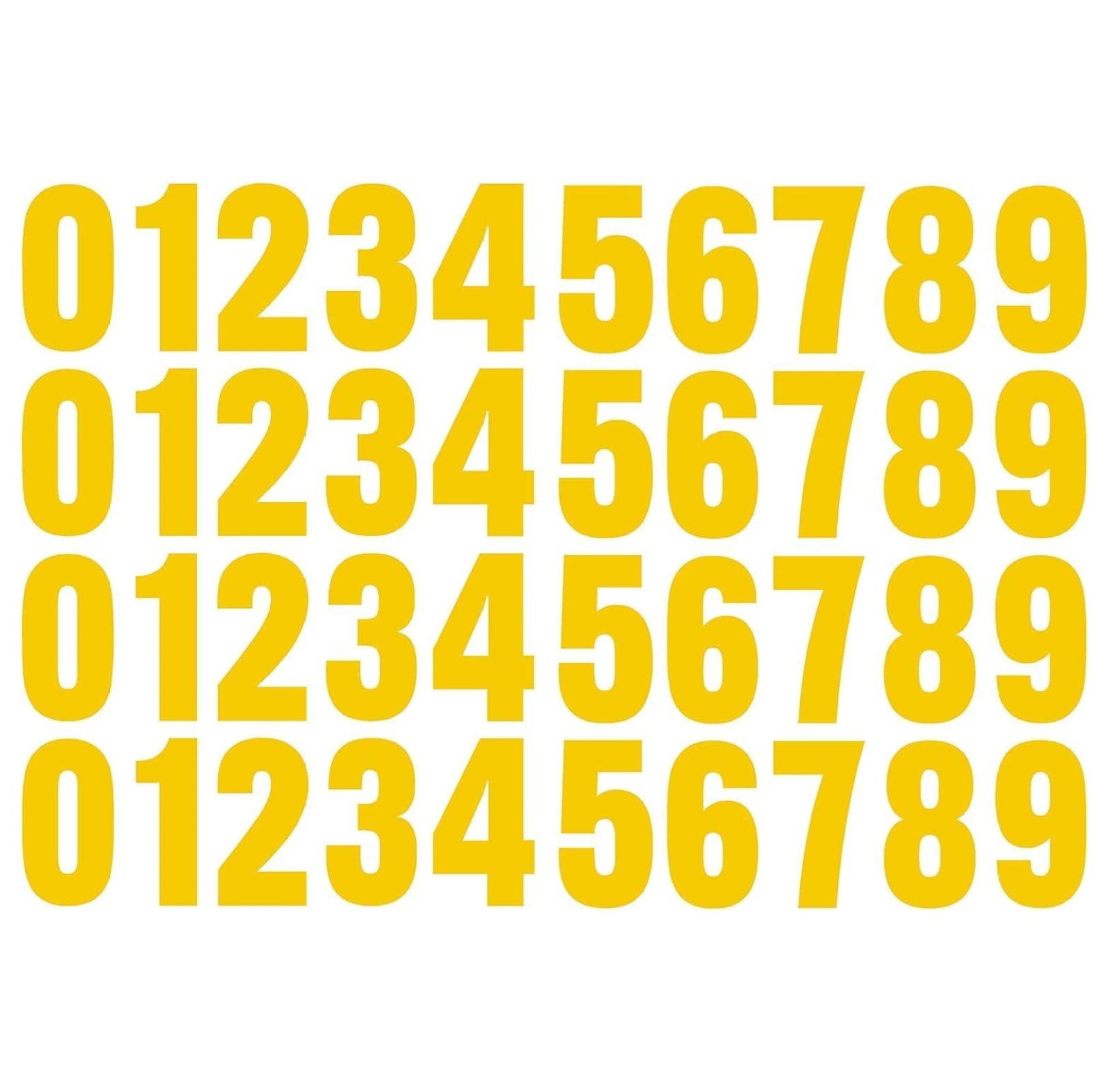 ZHI-22 Numbers Yellow Vinyl Sticker Decals Set of 40 Choose Size!! 1 ...