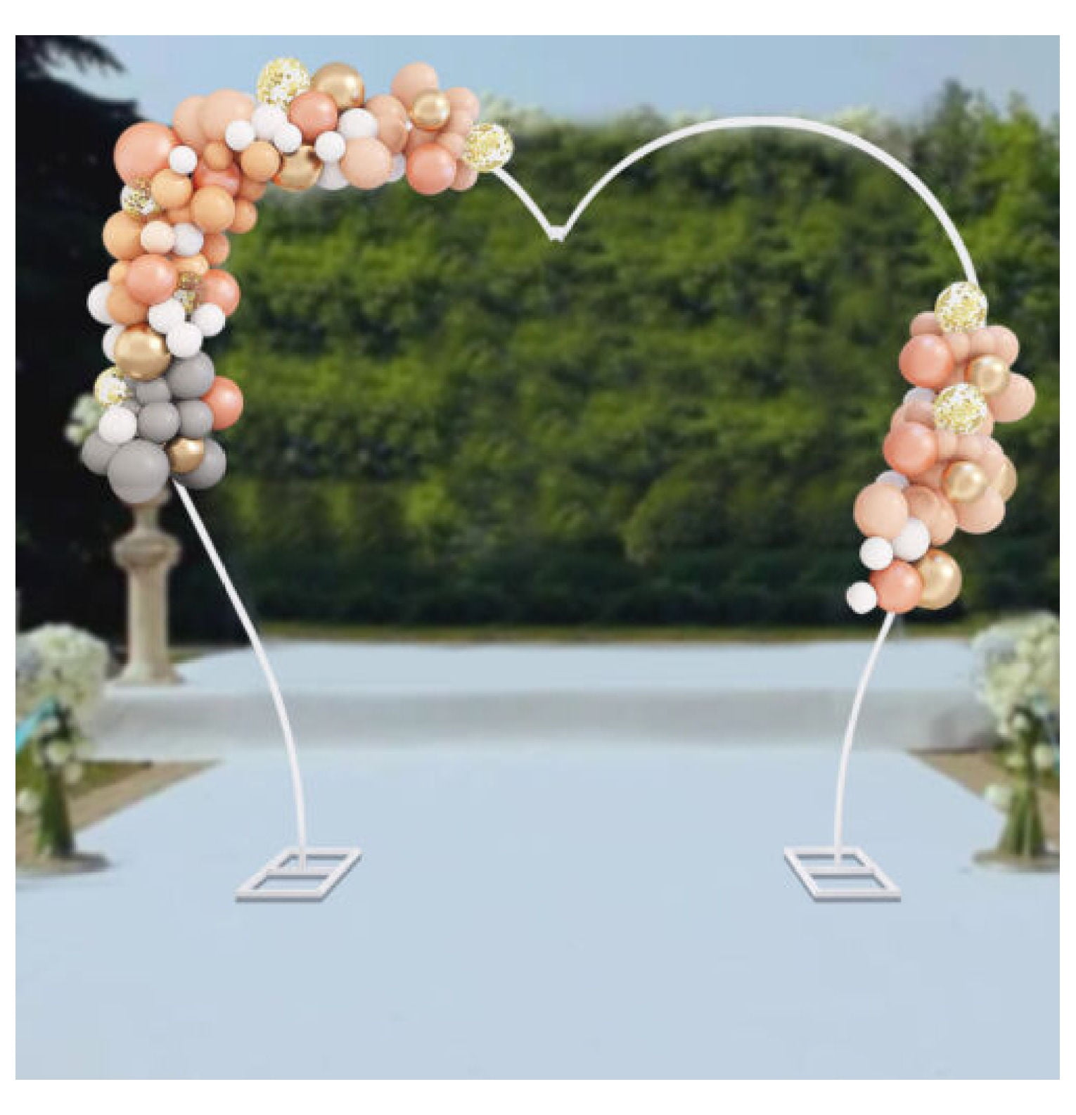 ZHI-22 Reused Heart-shaped Balloon Arch Rack Garden Flower Backdrop ...