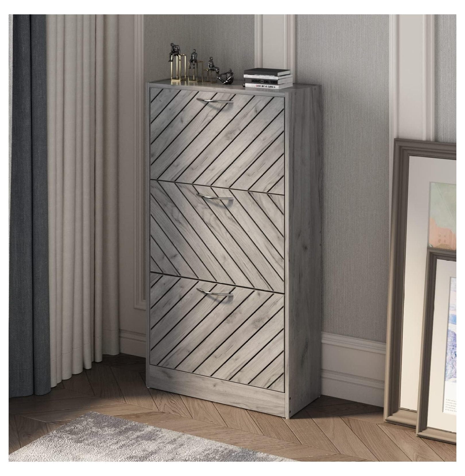 ZHI-22 Shoe Storage Cabinet, Narrow Shoe Cabinet with 3 Drawers ...