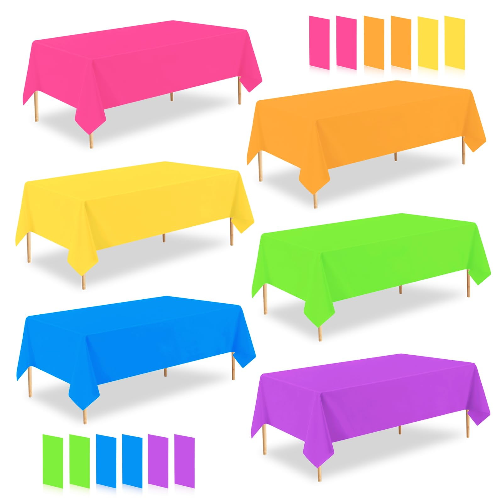 ZHIAXTON 12 Pack Neon SSF20 Table Cloths,54 X 108 Inch Disposable ...