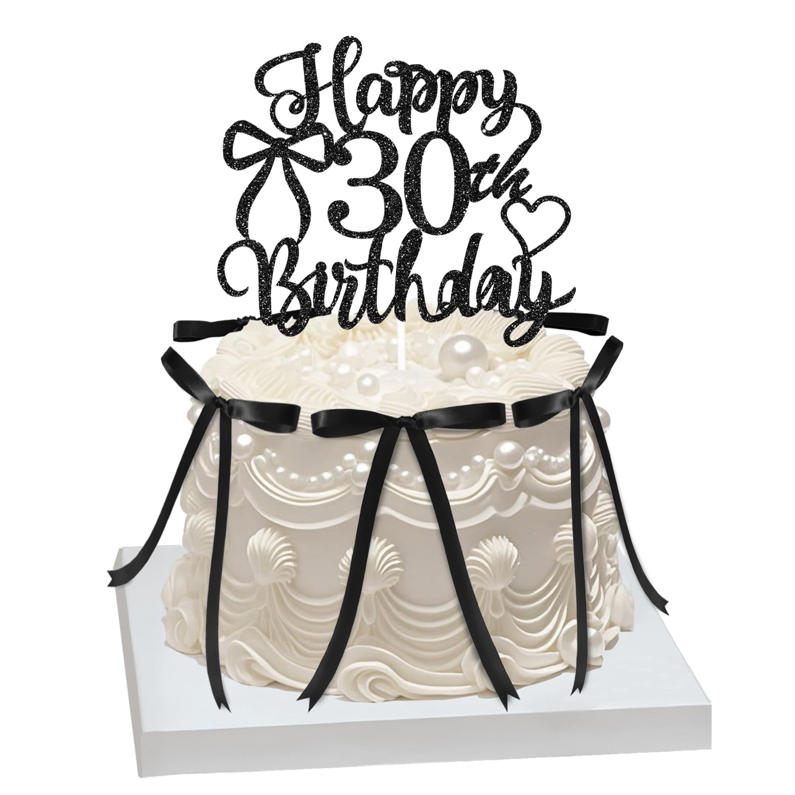 ZHIAXTON Bow Cake Topper with 30th BSL1 Happy Birthday Cake Sign,12 Pcs ...