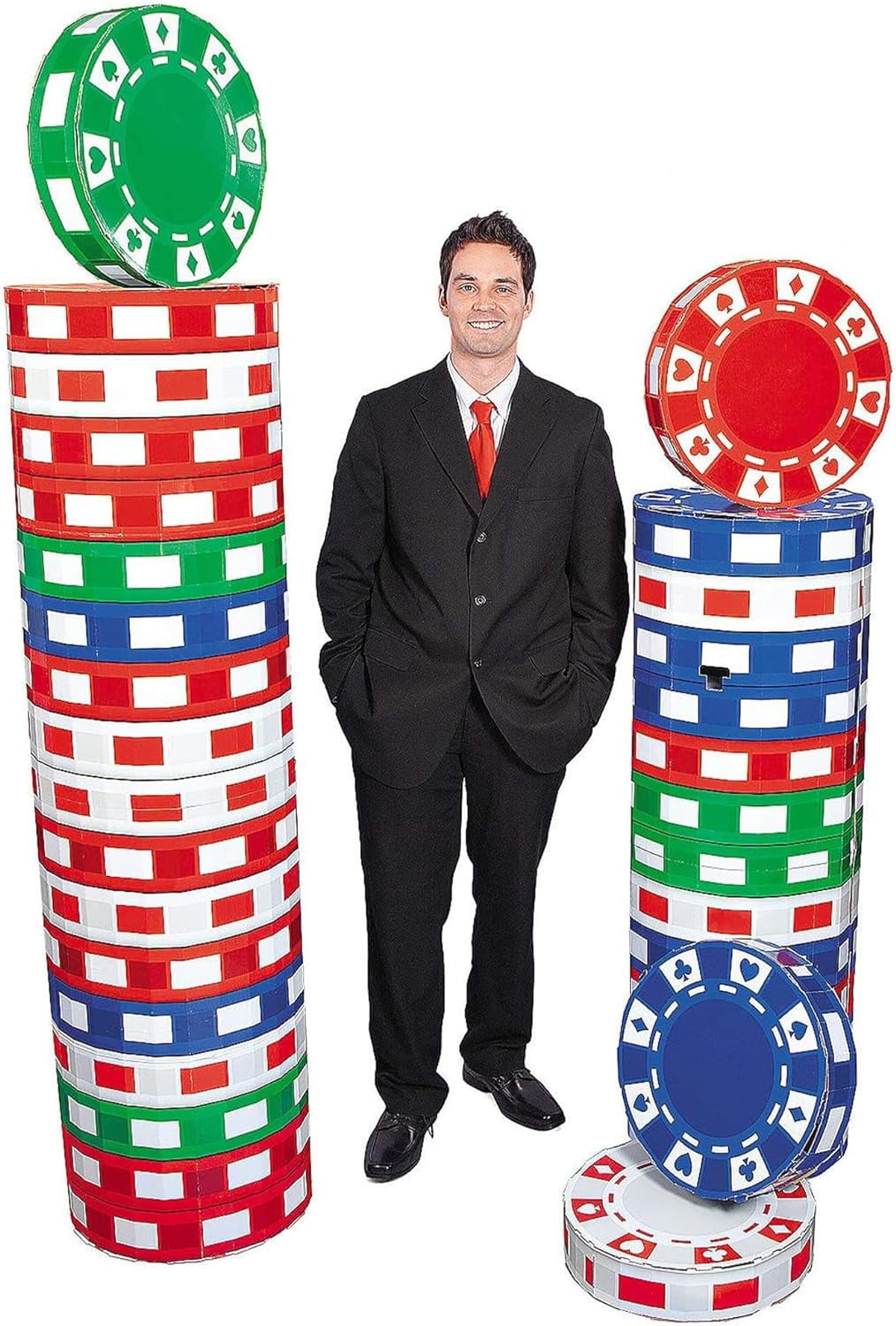 ZHIBING - 3d Poker Chip Columns (6pc) for Party - Party Decor - Large ...
