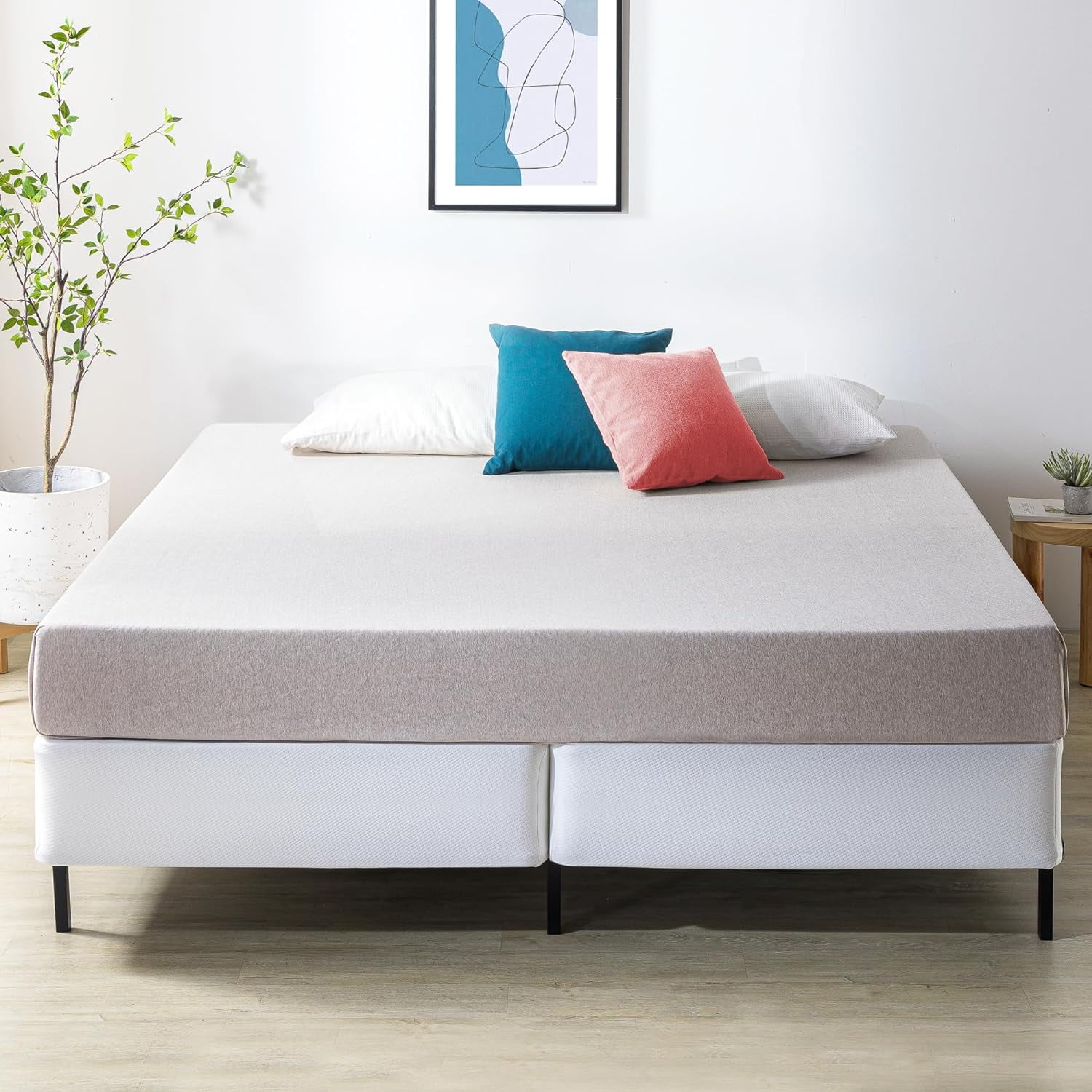 ZHIBING No Assembly Box Spring 9 Inch White Mattress Foundation, Sturdy ...