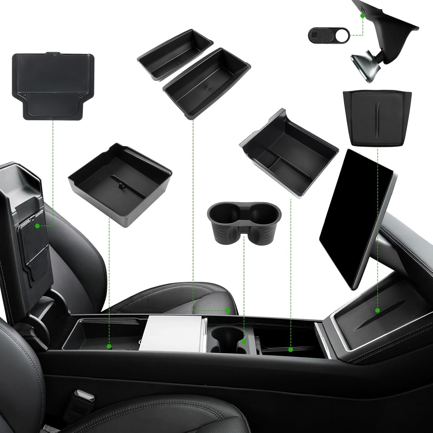 ZHIBO 10-Piece Console Organizer Set for Tesla Model Y 2025-2026 ...