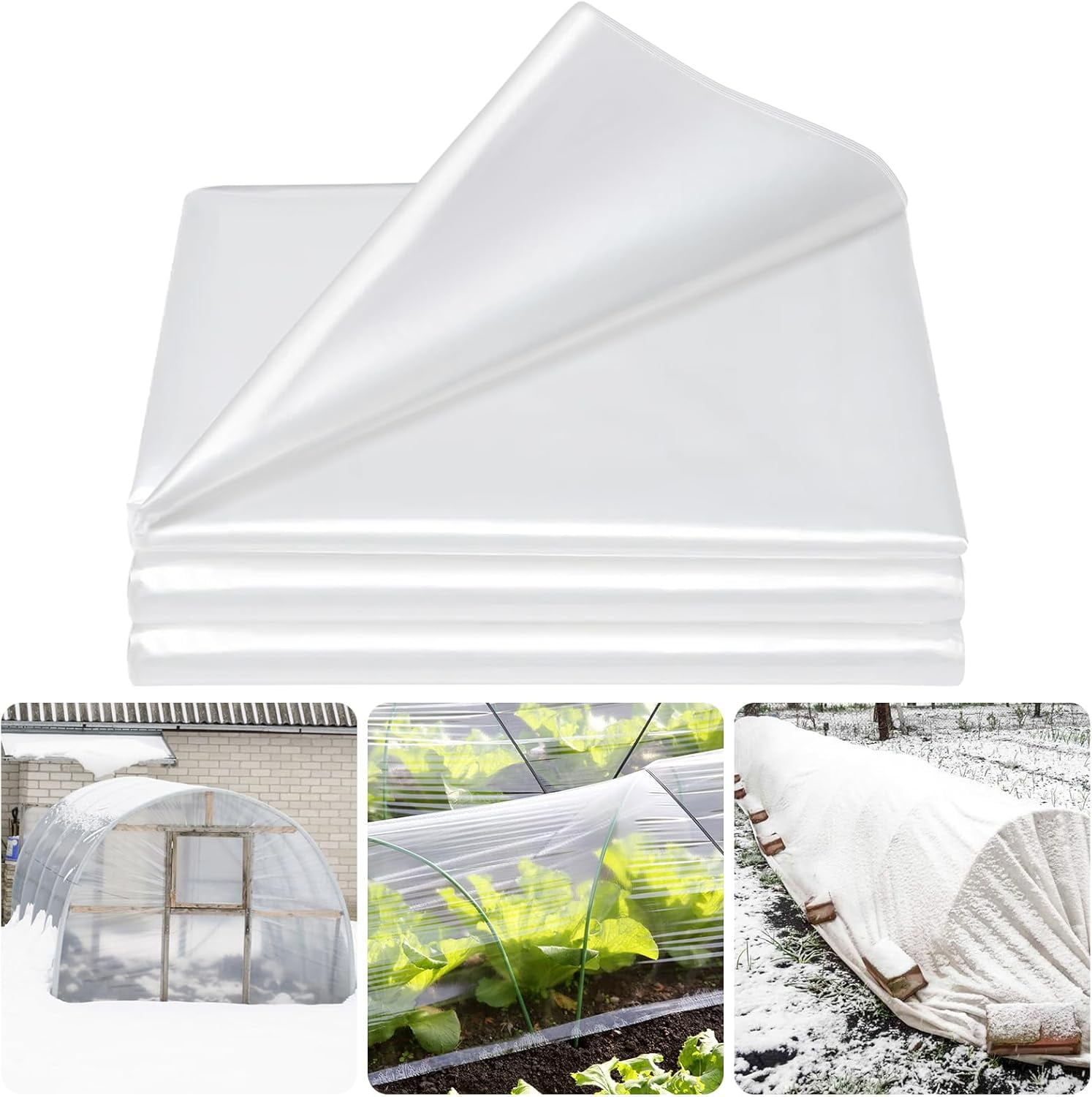 ZHIBO 10ft x 30ft Clear Plastic Plant Covers Freeze Protection, 6 Mil ...