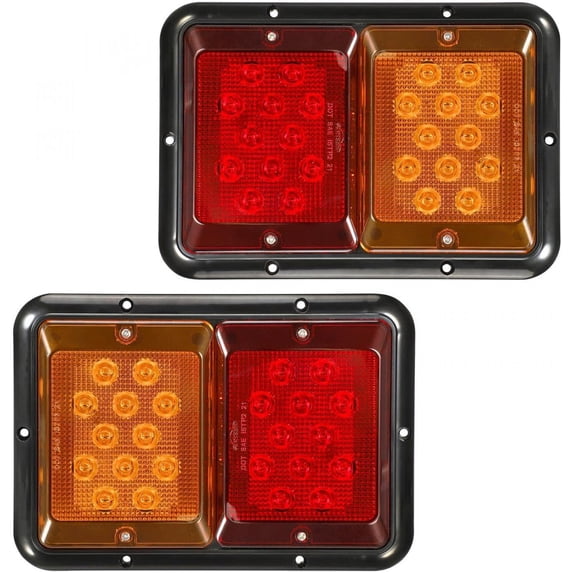 ZHIBO 2-Pack Double LED Trailer Tail Lights, Horizontal Mount, 24 LED ...
