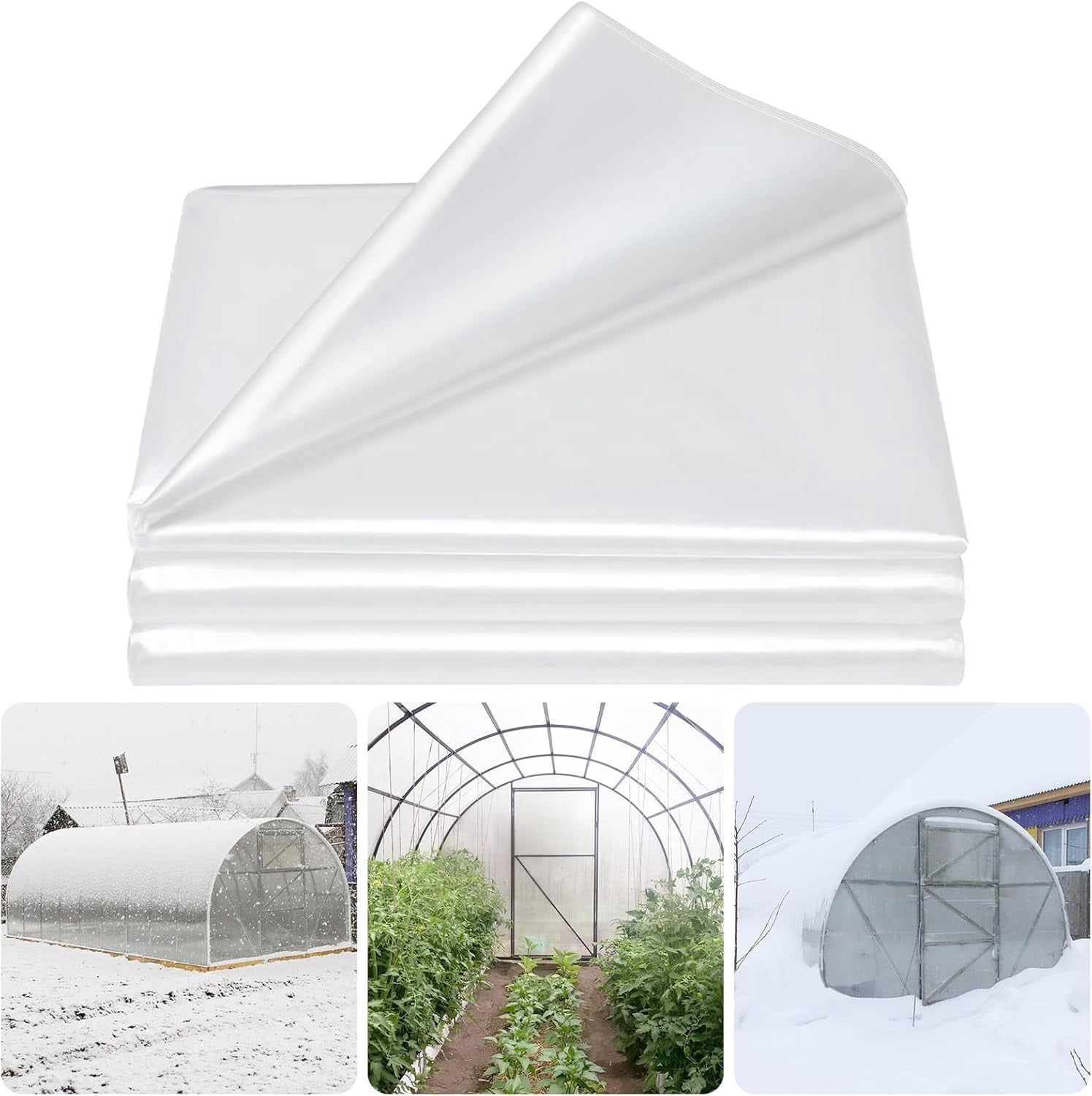 ZHIBO 8ft x 26ft Clear Plastic Plant Covers Freeze Protection, 6 Mil ...