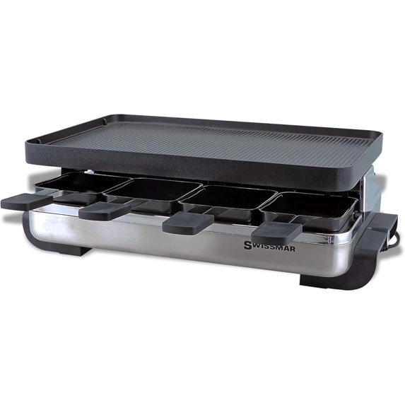 ZHIBO Classic Raclette Party Grill, Reversible Cast Aluminum Non-Stick ...