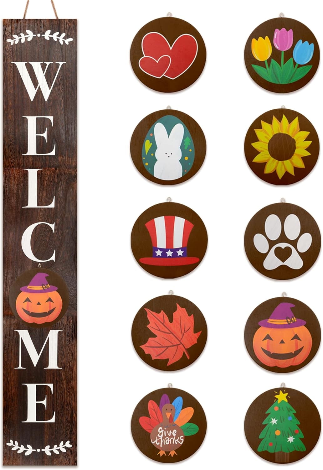 ZHIBO Interchangeable Welcome Sign for Front Porch - Standing Sign with ...