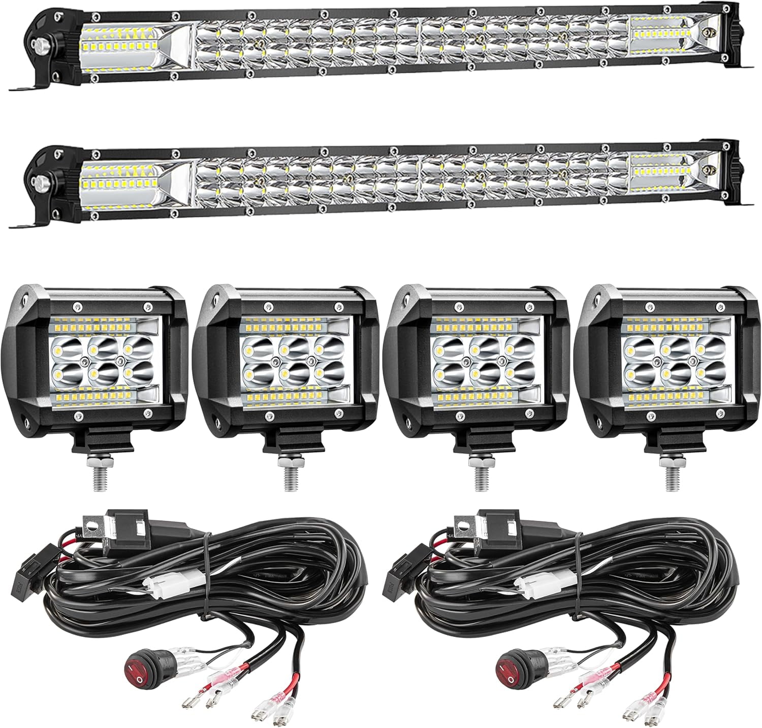 ZHIBO LED Light Bar Kit, 2x20 Inch Light Bars & 4x4 Inch LED Pods with ...