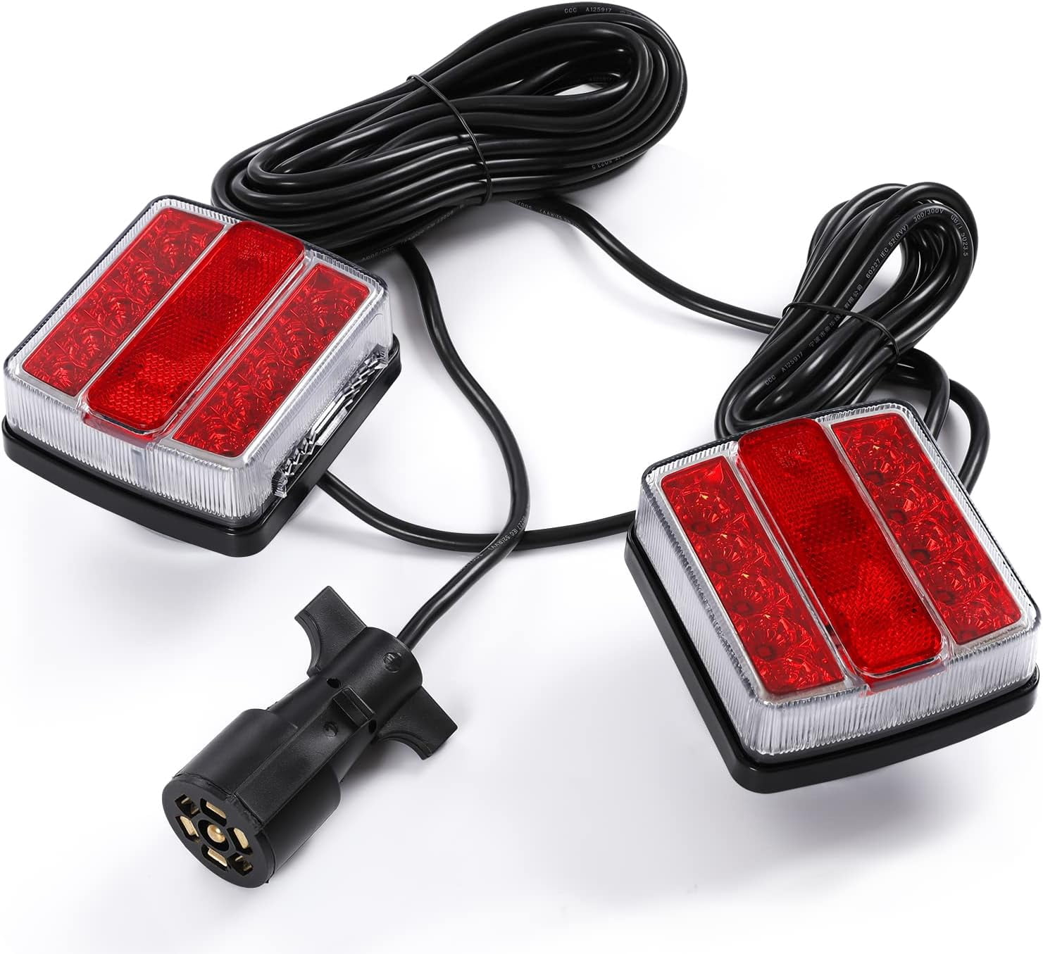 ZHIBO Magnetic LED Trailer Towing Light Kit, 24ft Cable, 7-Pin Plug ...