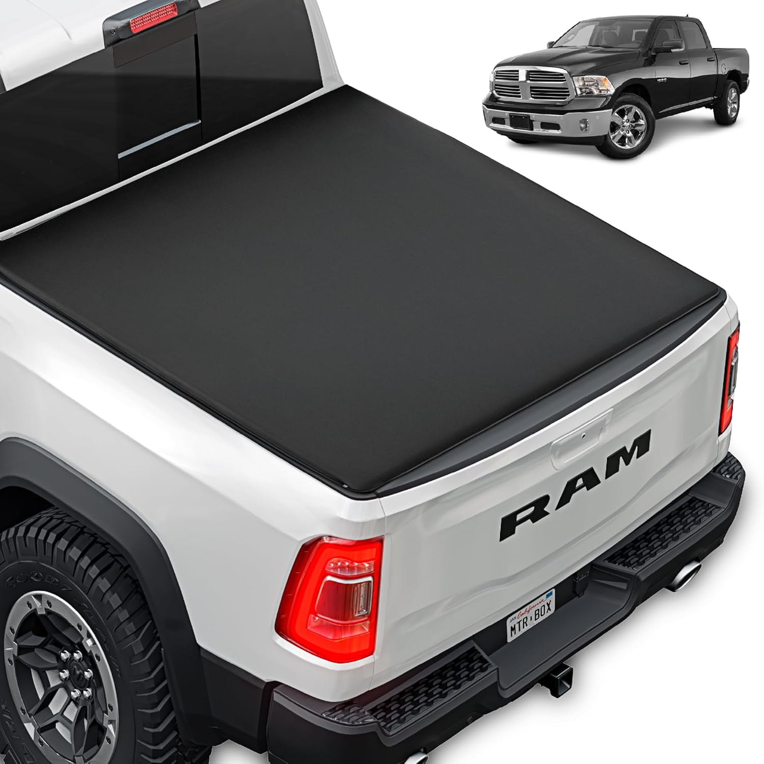ZHIBO Soft Tri-Fold Tonneau Cover for 2009-2025 Ram 1500 / Ram 2500/ ...