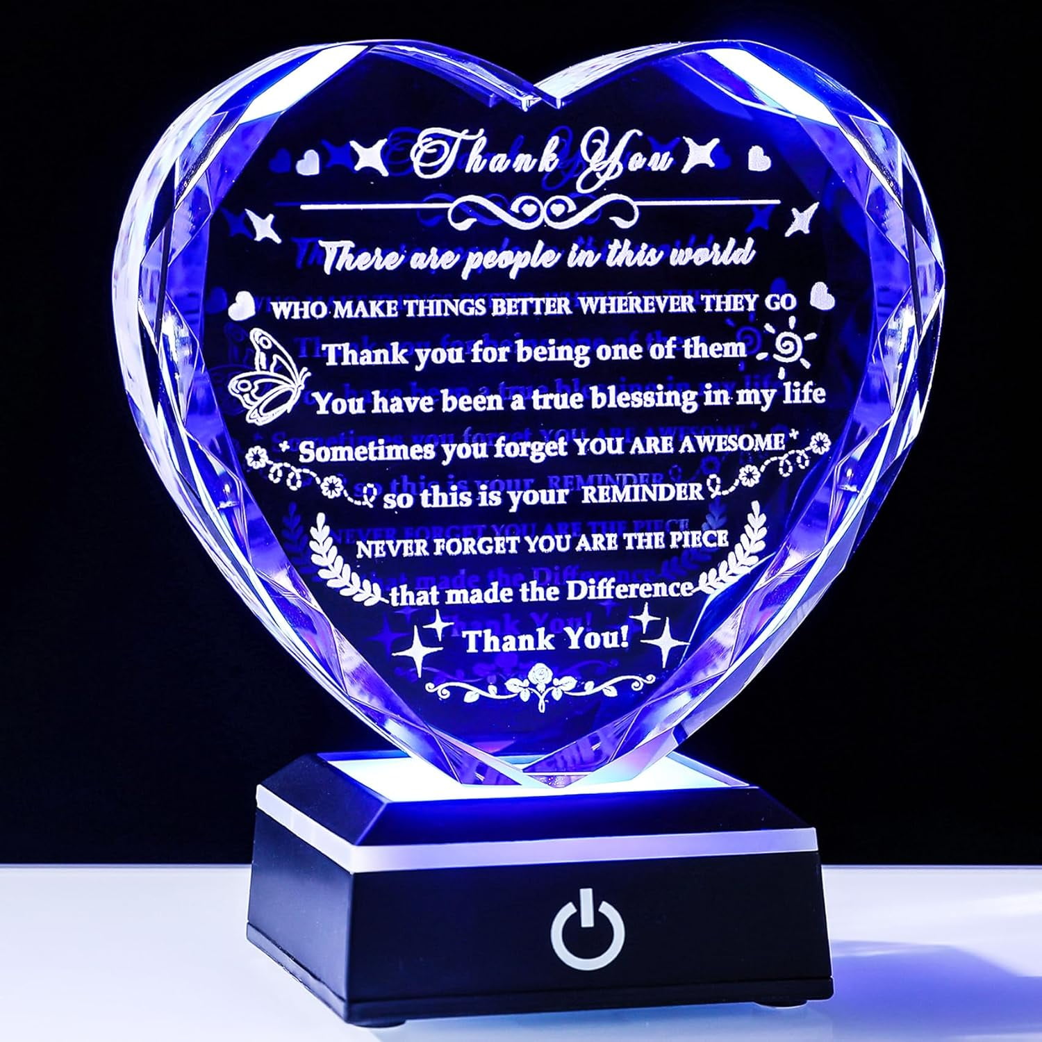 ZHIBO Thank You Crystal Plaque with LED Base - Appreciation Gift for ...