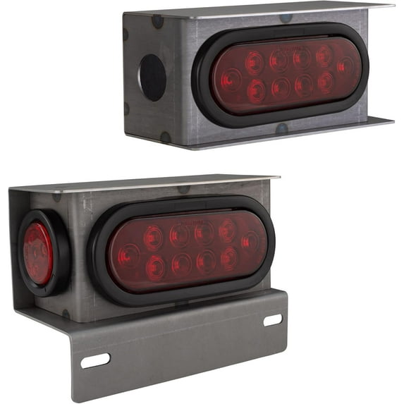 ZHIBO Trailer Light Steel Housing Box Kit with Oval Tail Light & 2 ...