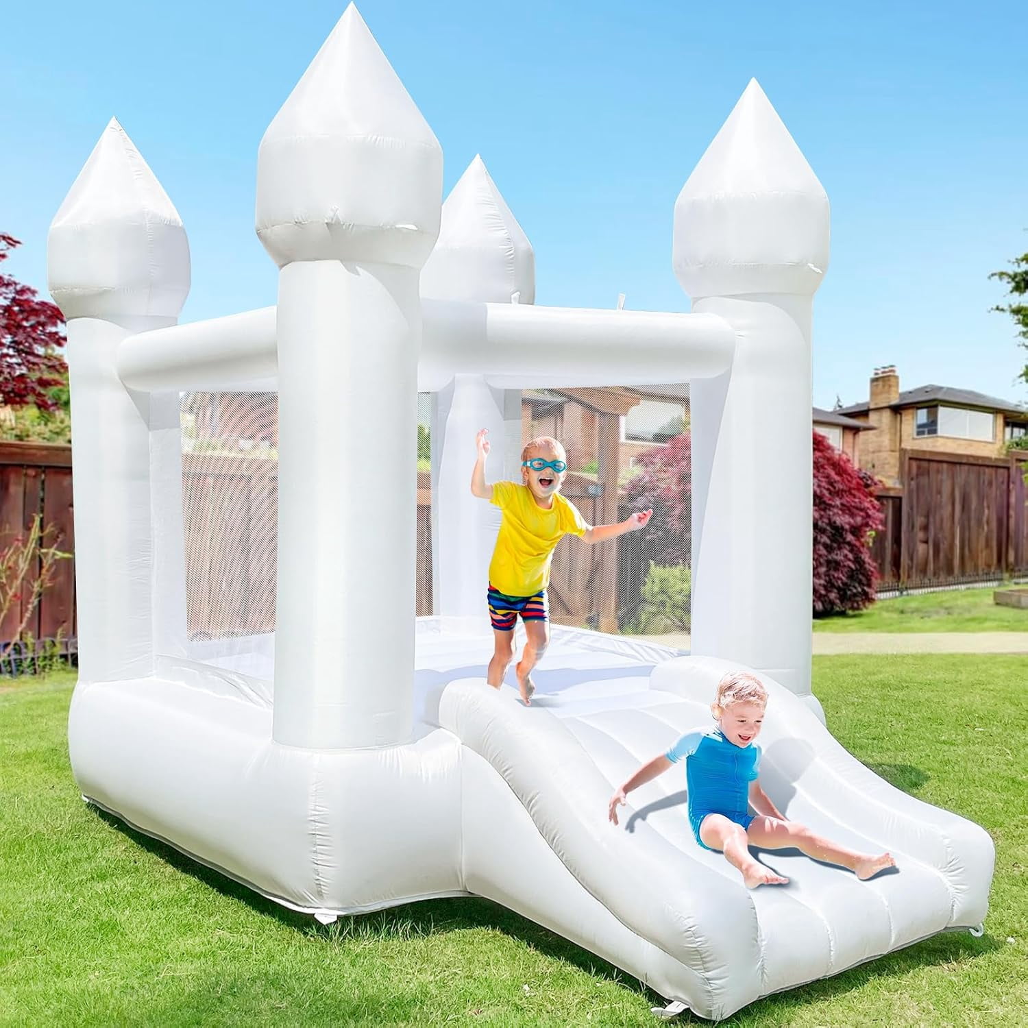 ZHIBO White Bounce House Without Blower for Kids 2-8, 103"x71"x90 ...