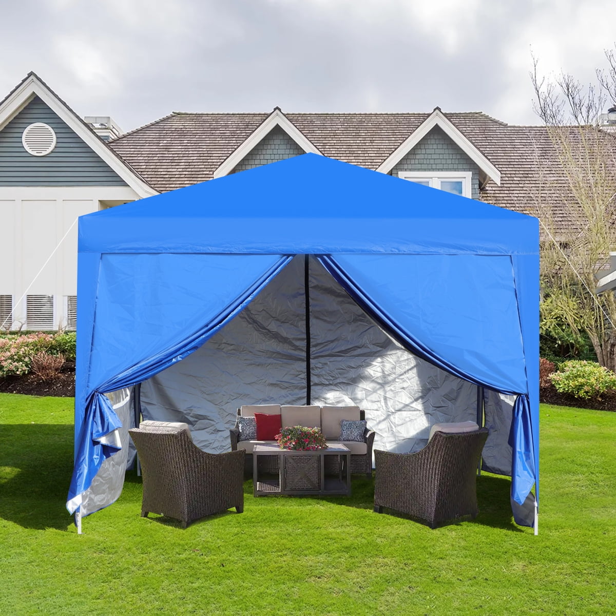 ZHICHUN 10×10Ft Pop‑Up Gazebo Canopy Tent, Instant Outdoor Patio ...