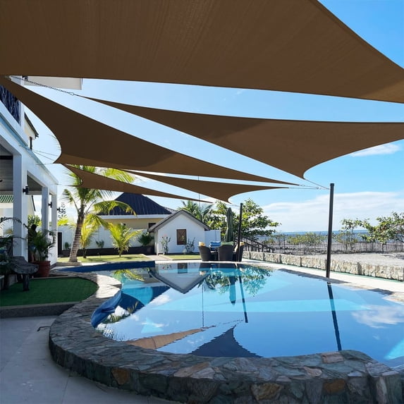 ZHICHUN Brown Triangle Sun Shade Sail 185 GSM UV Block Canopy Custom ...