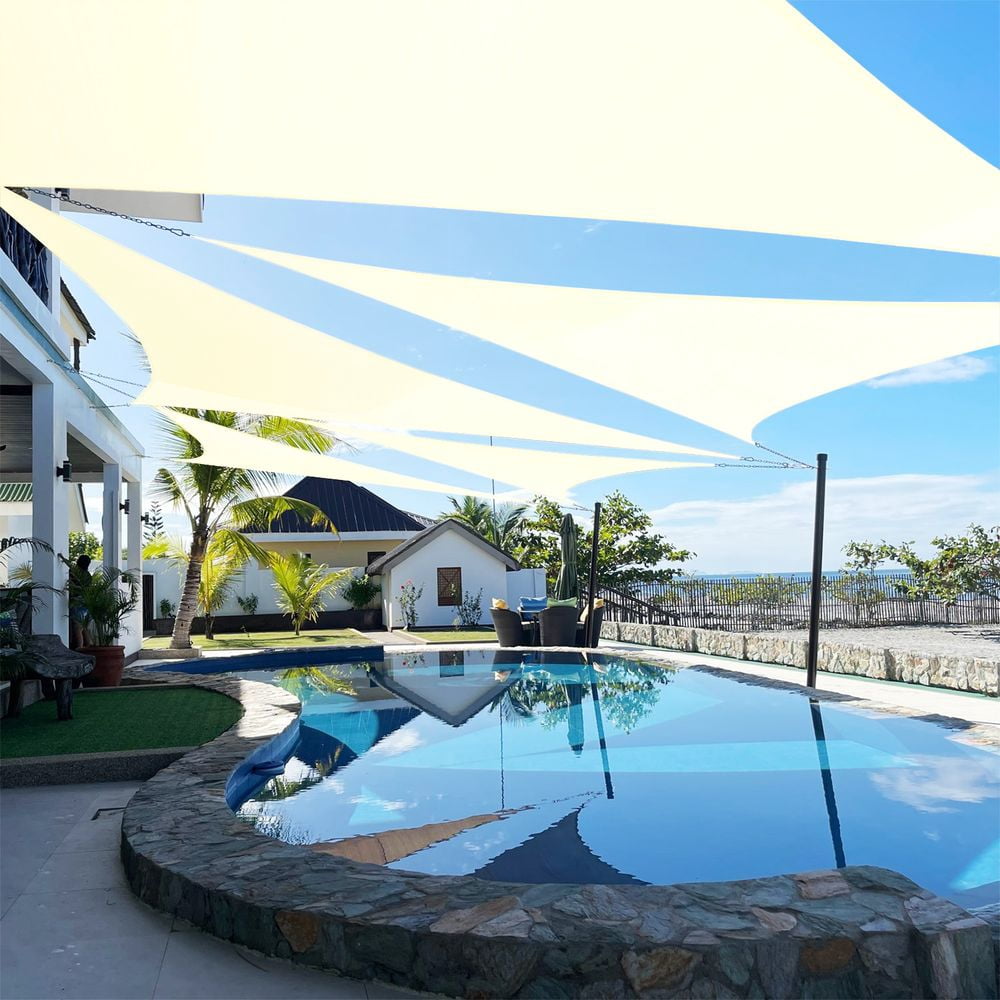 ZHICHUN Cream Triangle Sun Shade Sail 185 GSM UV Block Canopy Custom ...
