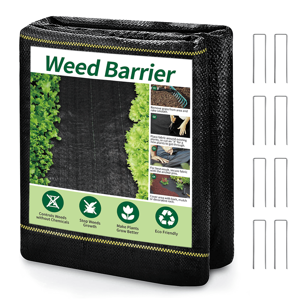 ZHICHUN Heavy Duty Weed Barrier Landscape Fabric With U Shaped Securing ...