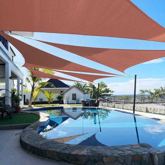 ZHICHUN Rust Red Triangle Sun Shade Sail 185 GSM UV Block Canopy Custom ...