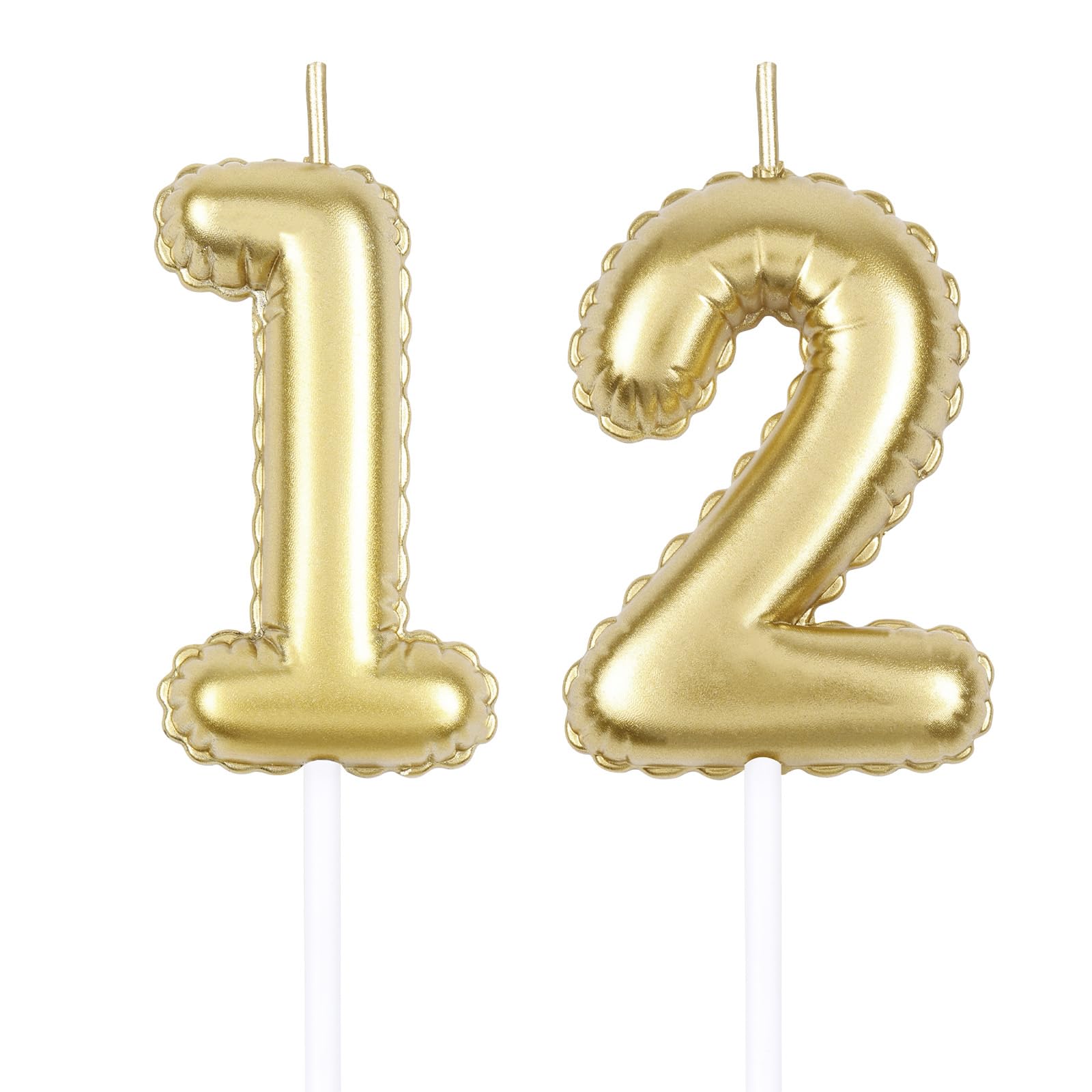 ZHIHUI Gold Number Birthday Candles Decorations, Gold Number 12 Candles ...