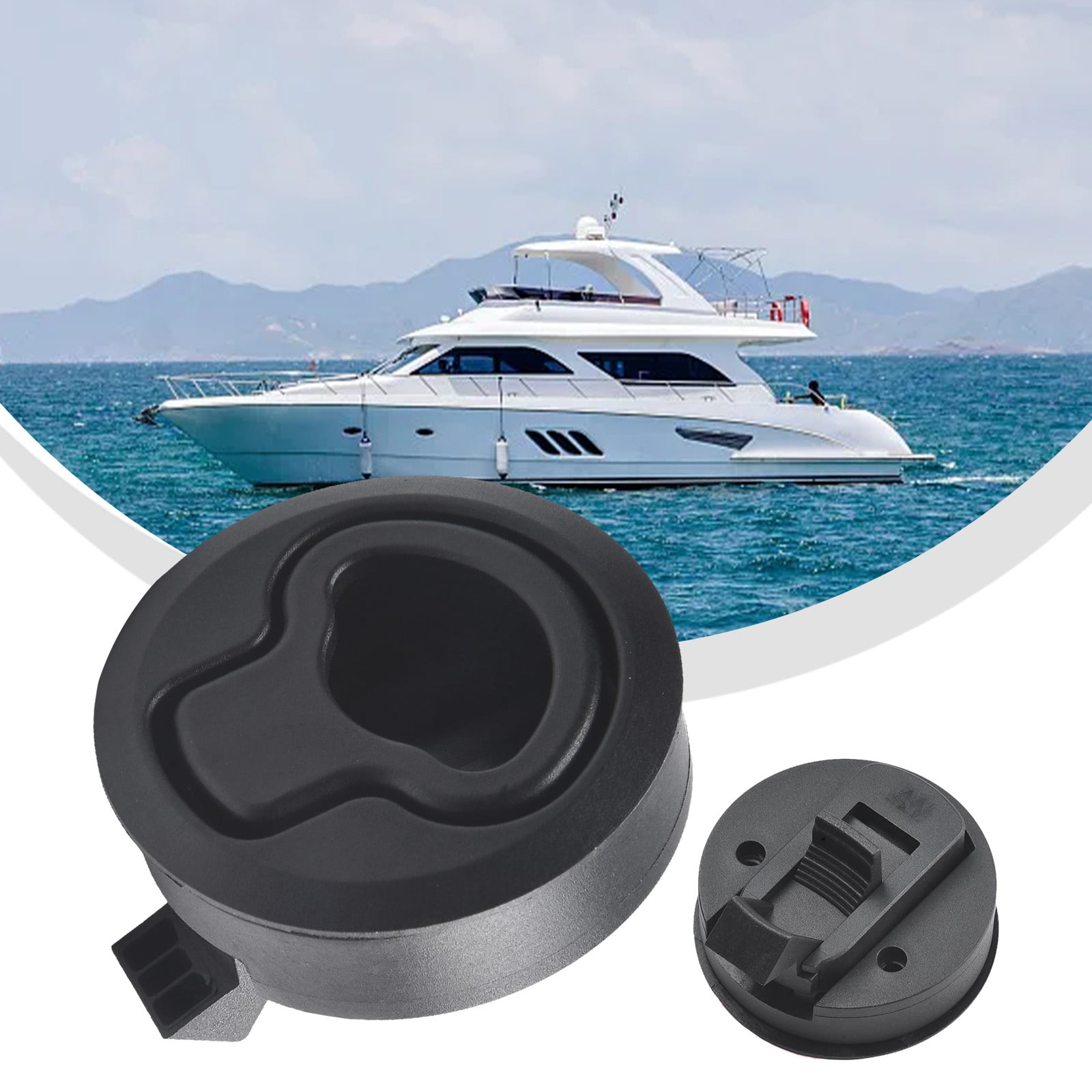 ZHIMAO 00 Round Black Flush Pull Slam Latch Deck Hatch Handle Lock Non ...