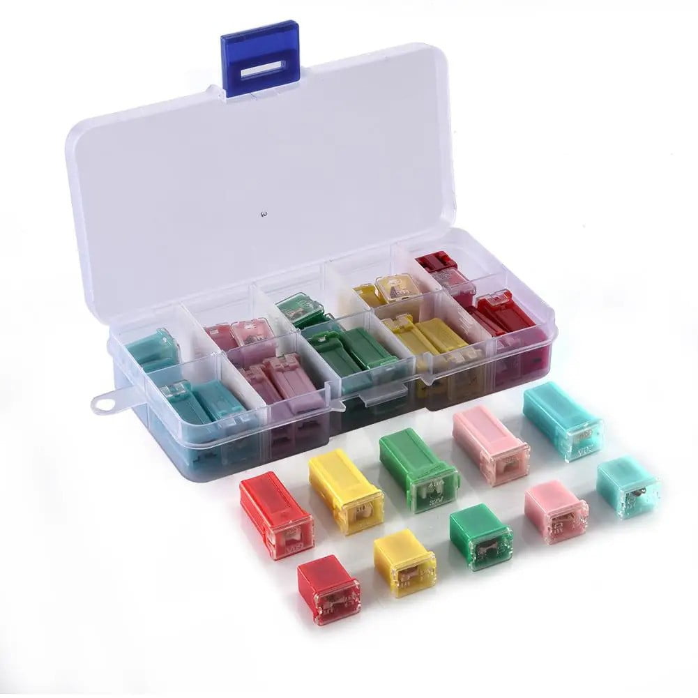 ZHIMAO 20Pcs Car Fuse Kit with Plastic Box ABS Copper Mini Fuse Long ...