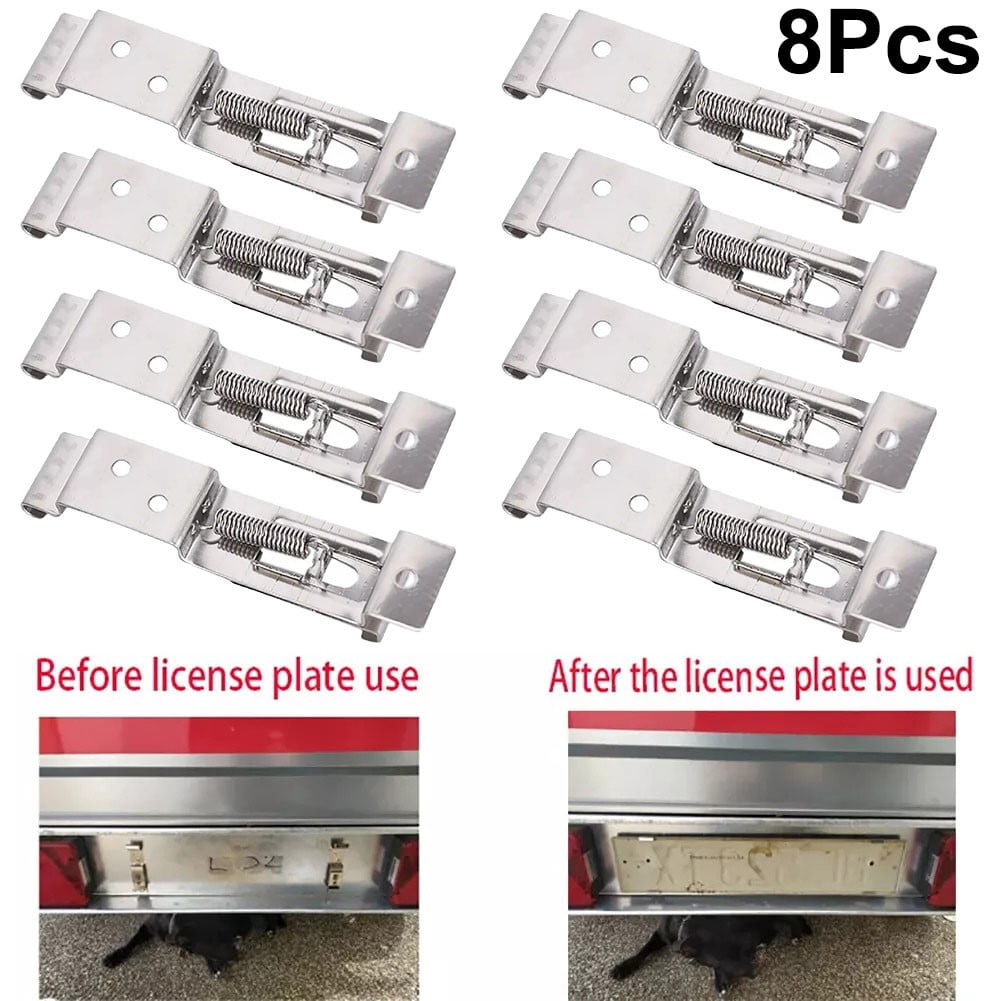 ZHIMAO 8Pcs Car License Plate Spring Loaded Stainless Steel Bracket ...