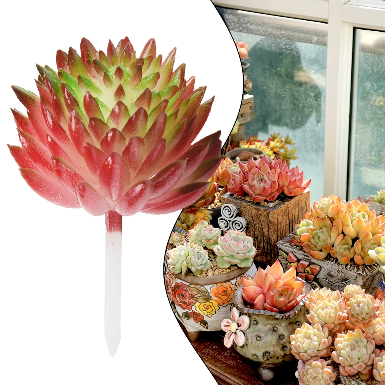 ZHIMAO Artifical Plastic Succulent Plant Cactus Echeveria Flower Home ...