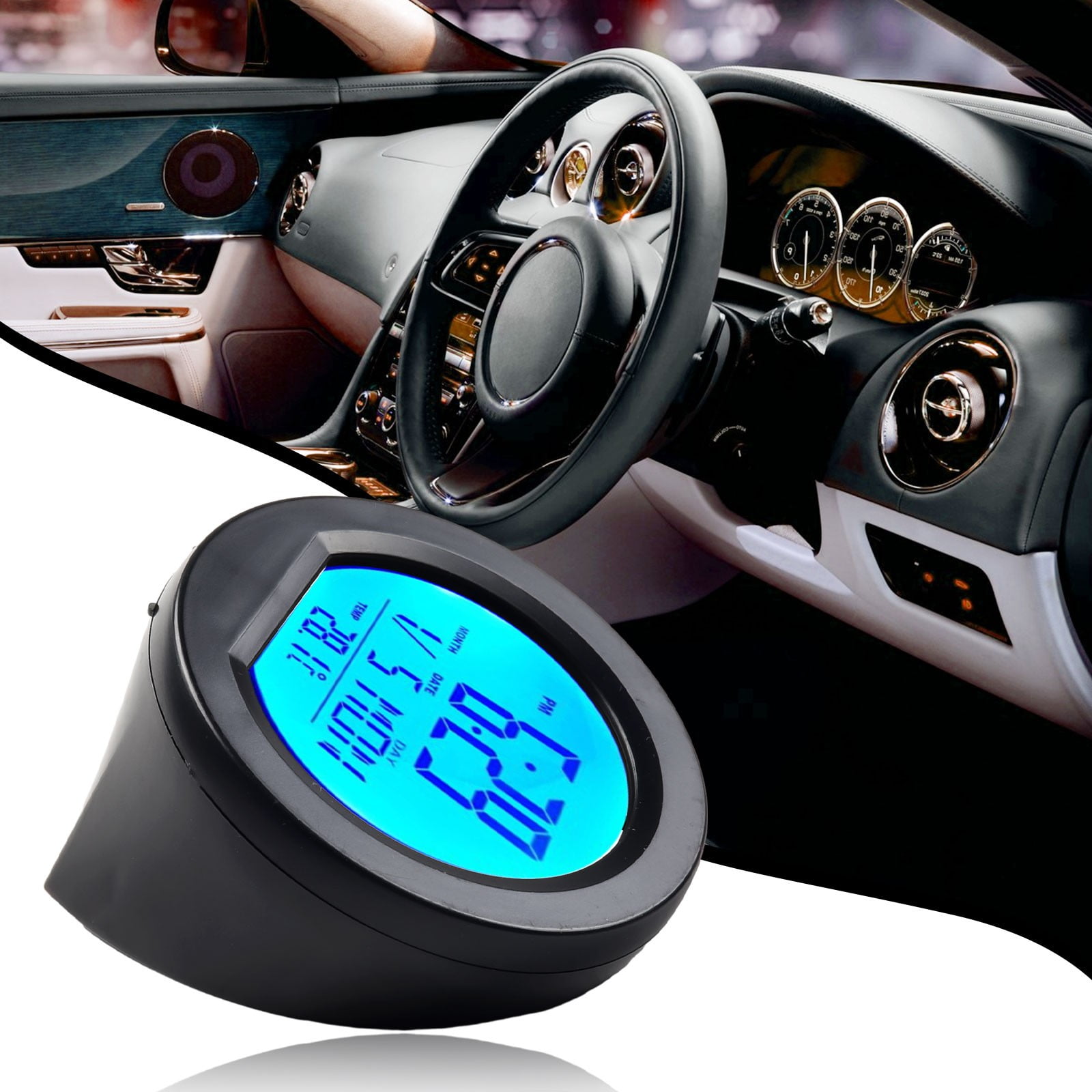 ZHIMAO Car Thermometer Interior Digital Clock Auto Vehicles Temperature ...