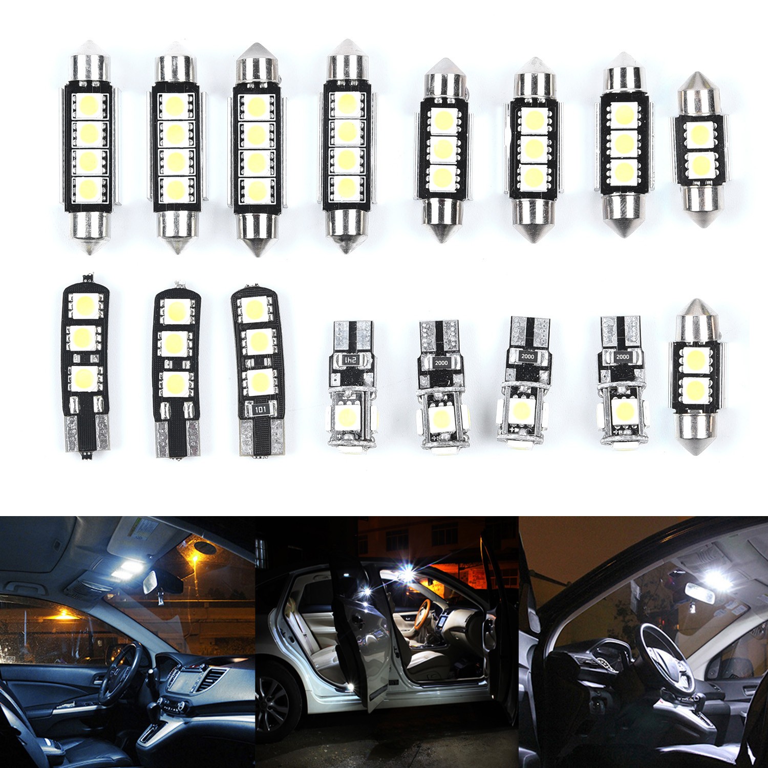 ZHIMAO High Quality Car Lamp Light 16X White Canbus Interior LED Light ...